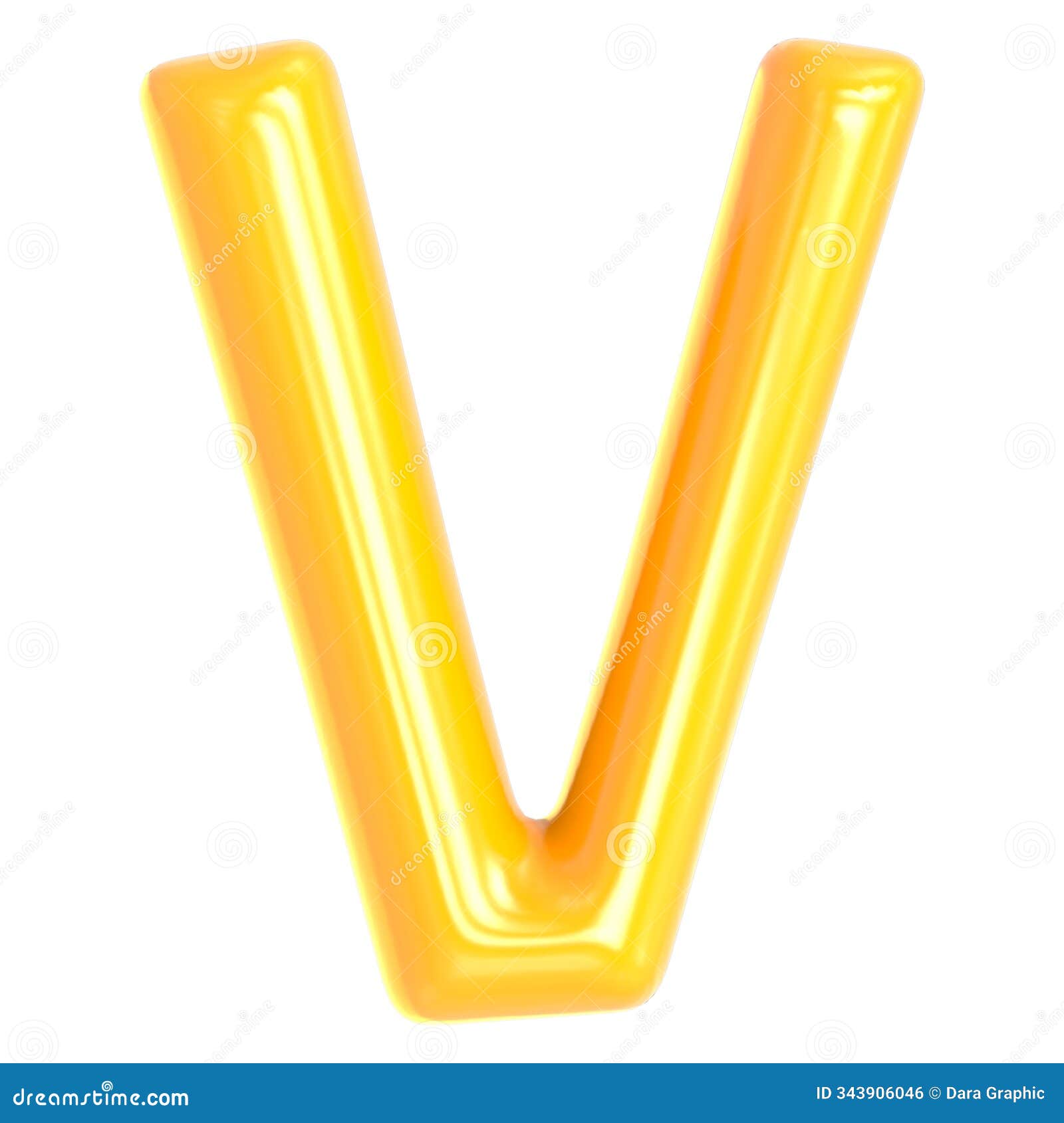 V Font Yellow 3d with White Background Stock Illustration ...