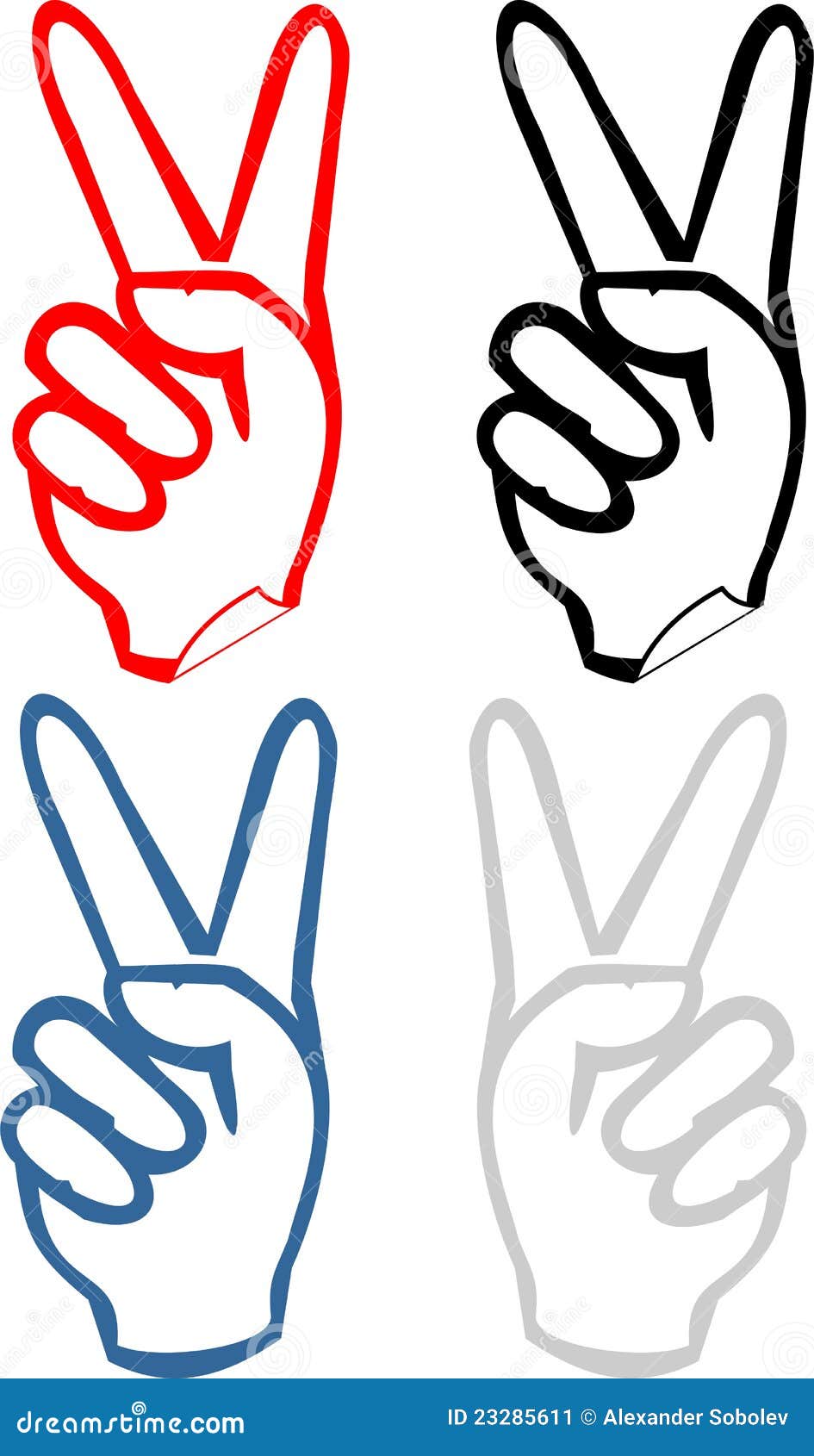 V - Gesticulate Hand Victory Sign Sticker Stock Vector - Illustration ...