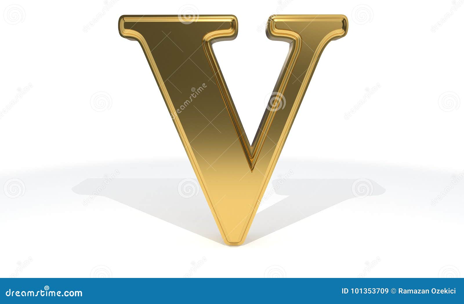 V Gold Colored Alphabet, 3d Rendering Stock Illustration - Illustration ...