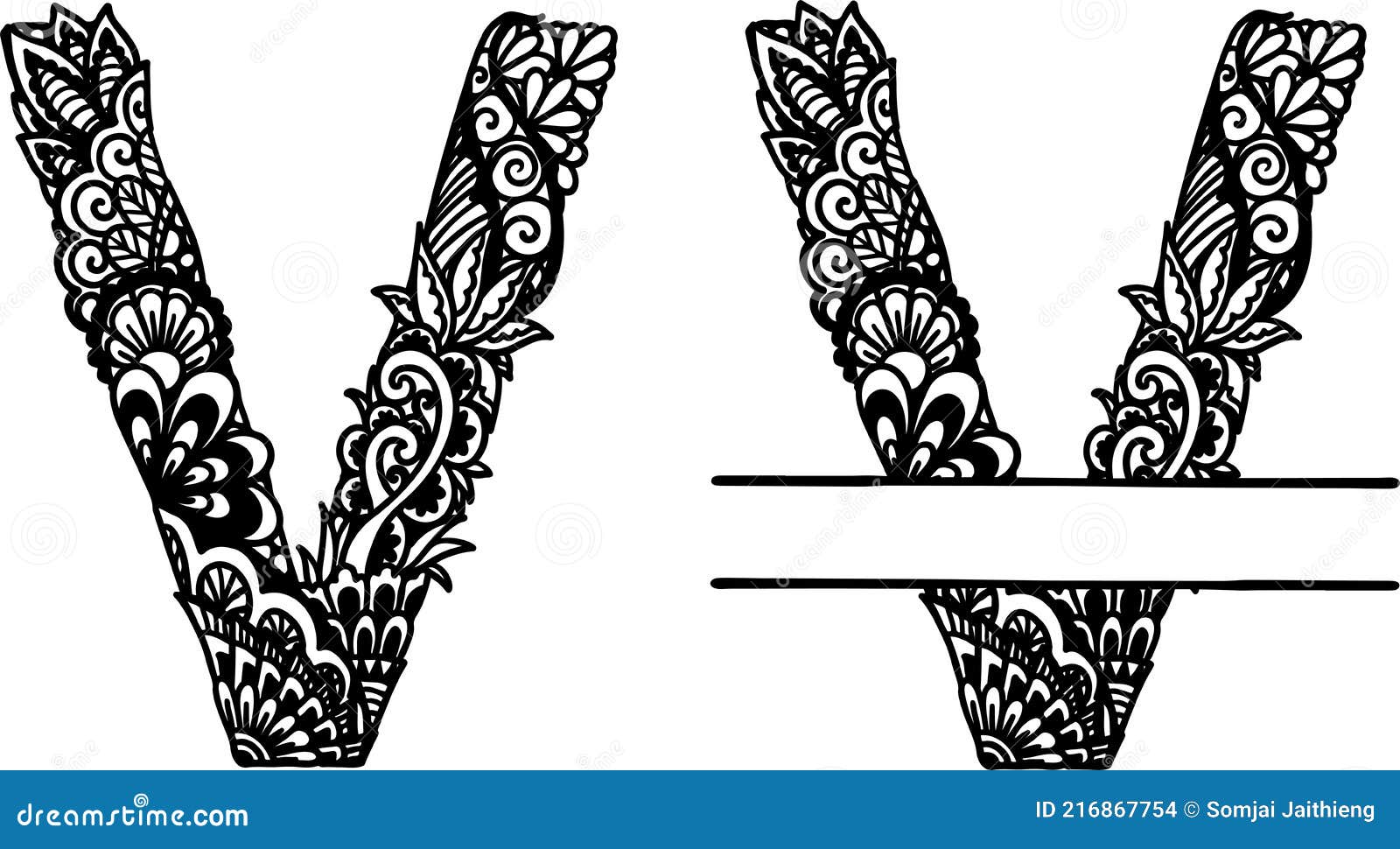 Hand Drawn Letter V for Design Element. Vector Illustration Stock ...