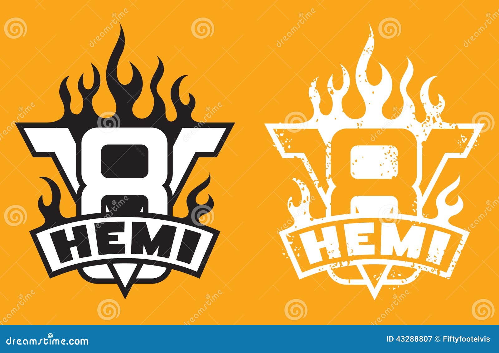 V8 Hemi Engine Emblem With Flames Cartoon Vector | CartoonDealer.com ...