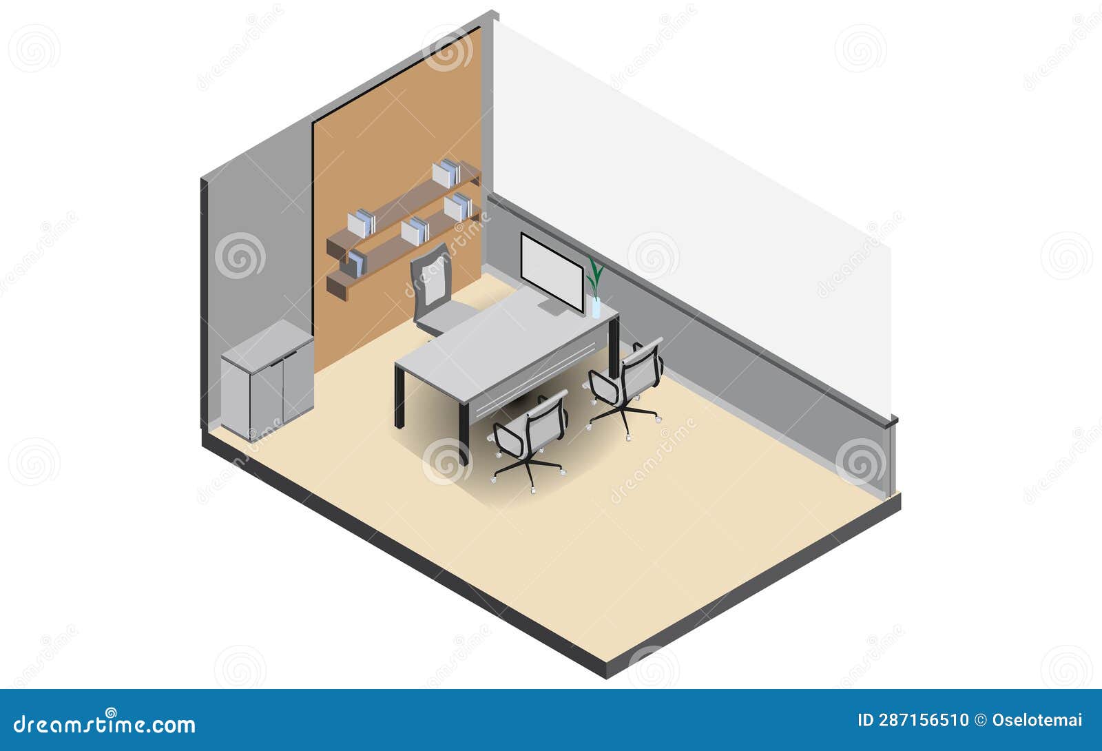 Isometric View of a Manager Room,office Space Stock Vector ...