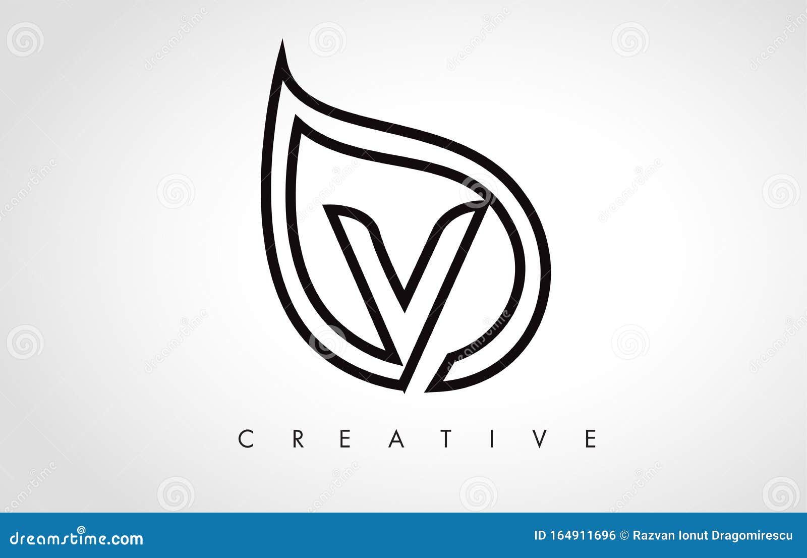 V Leaf Logo Letter Design with Leaf Outline Stock Vector - Illustration ...