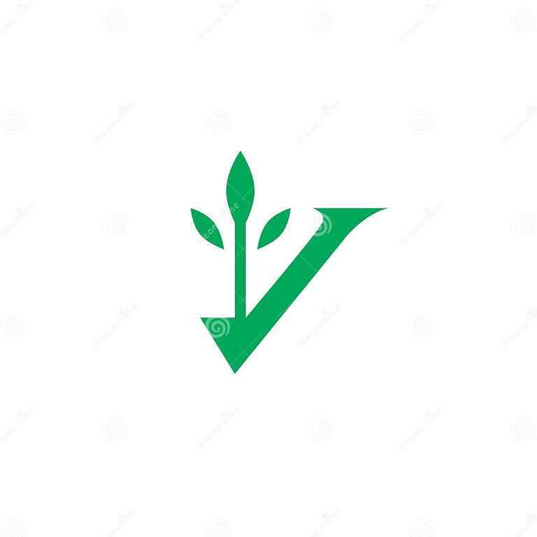 V Leaf Logo Vector. V Initial Nature Design Stock Illustration ...