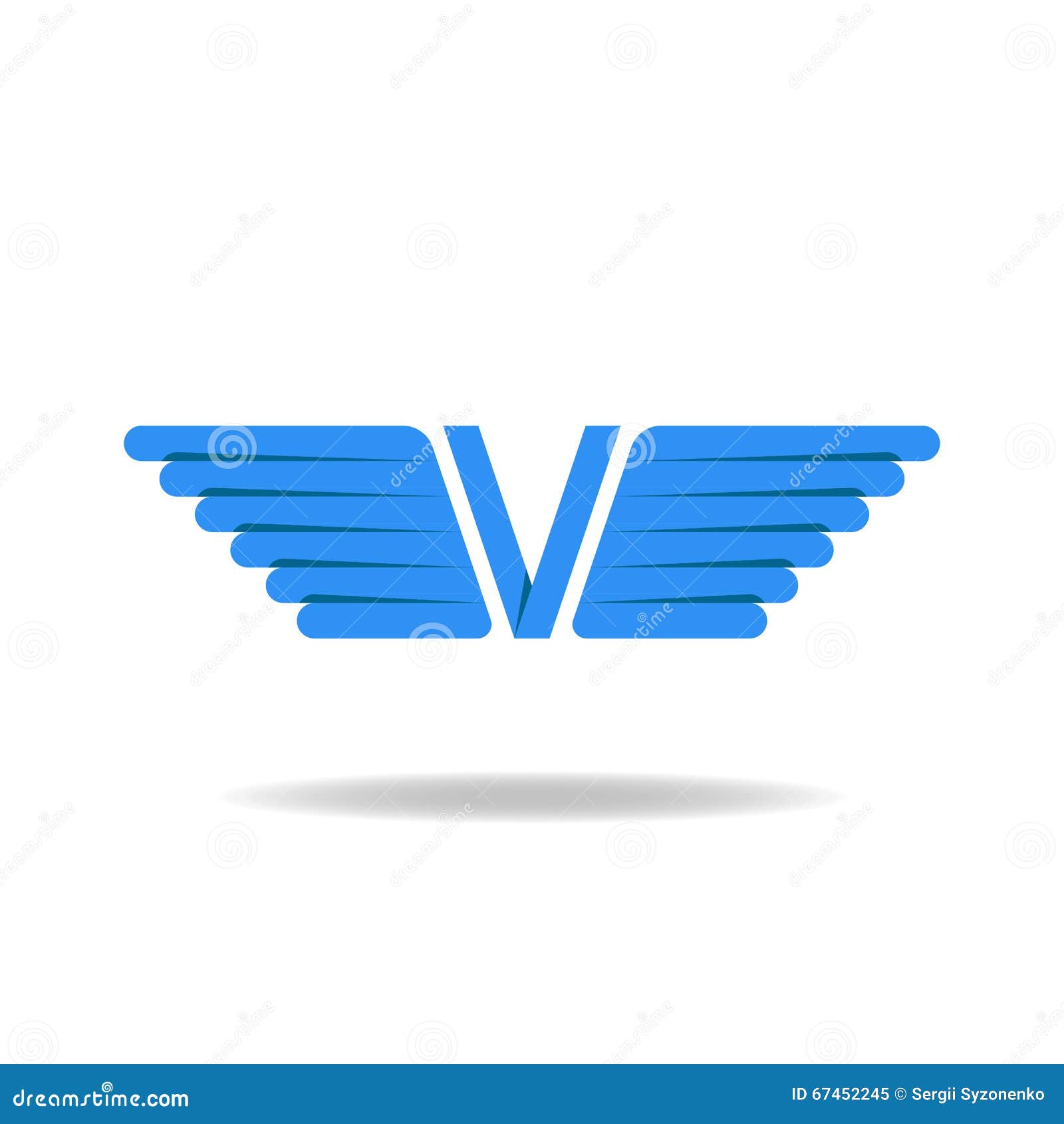 V - Letter with Blue Wings, Logo Idea, Overlapping Technique Stock ...