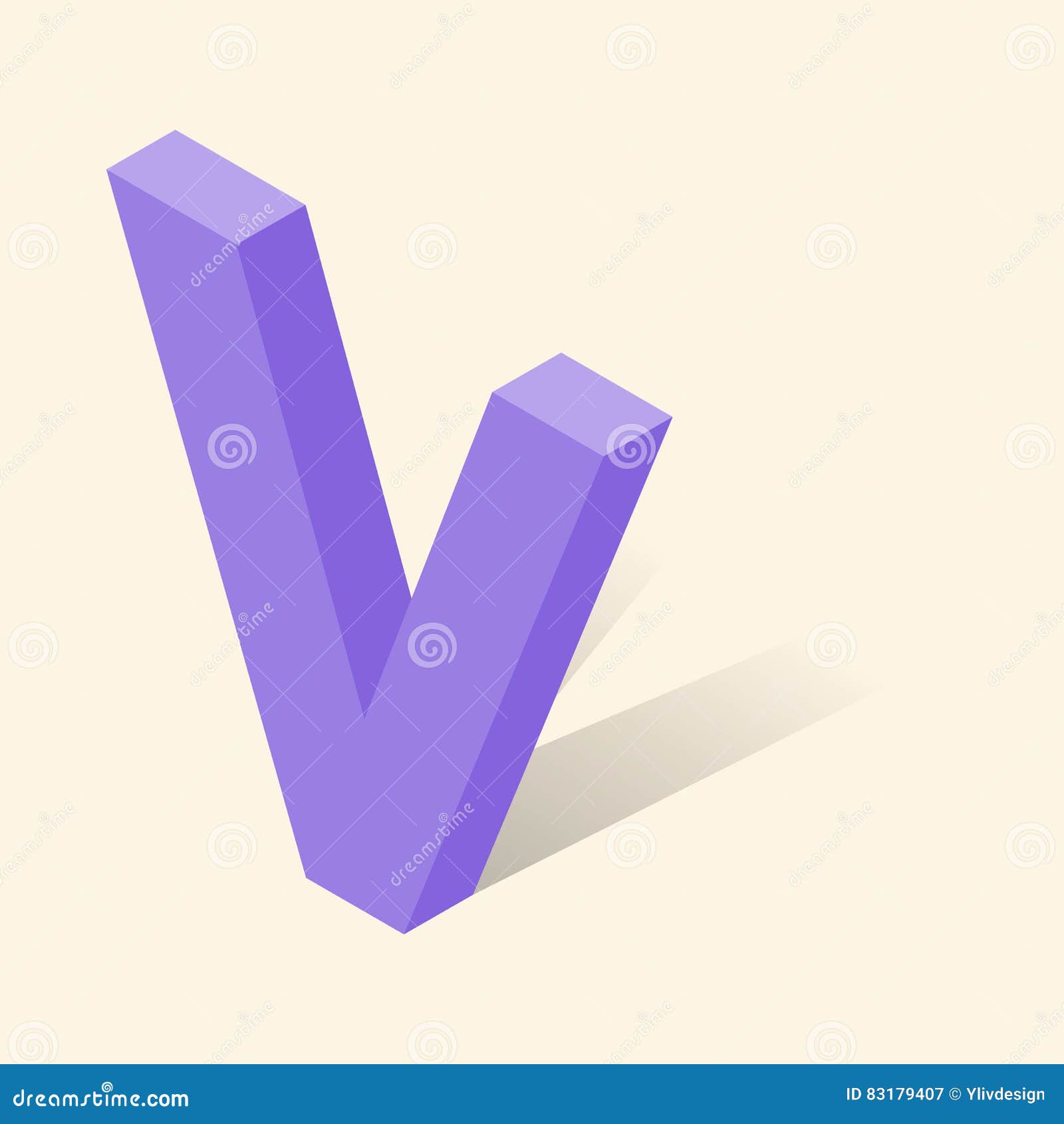 V Letter in Isometric 3d Style with Shadow Stock Vector - Illustration ...