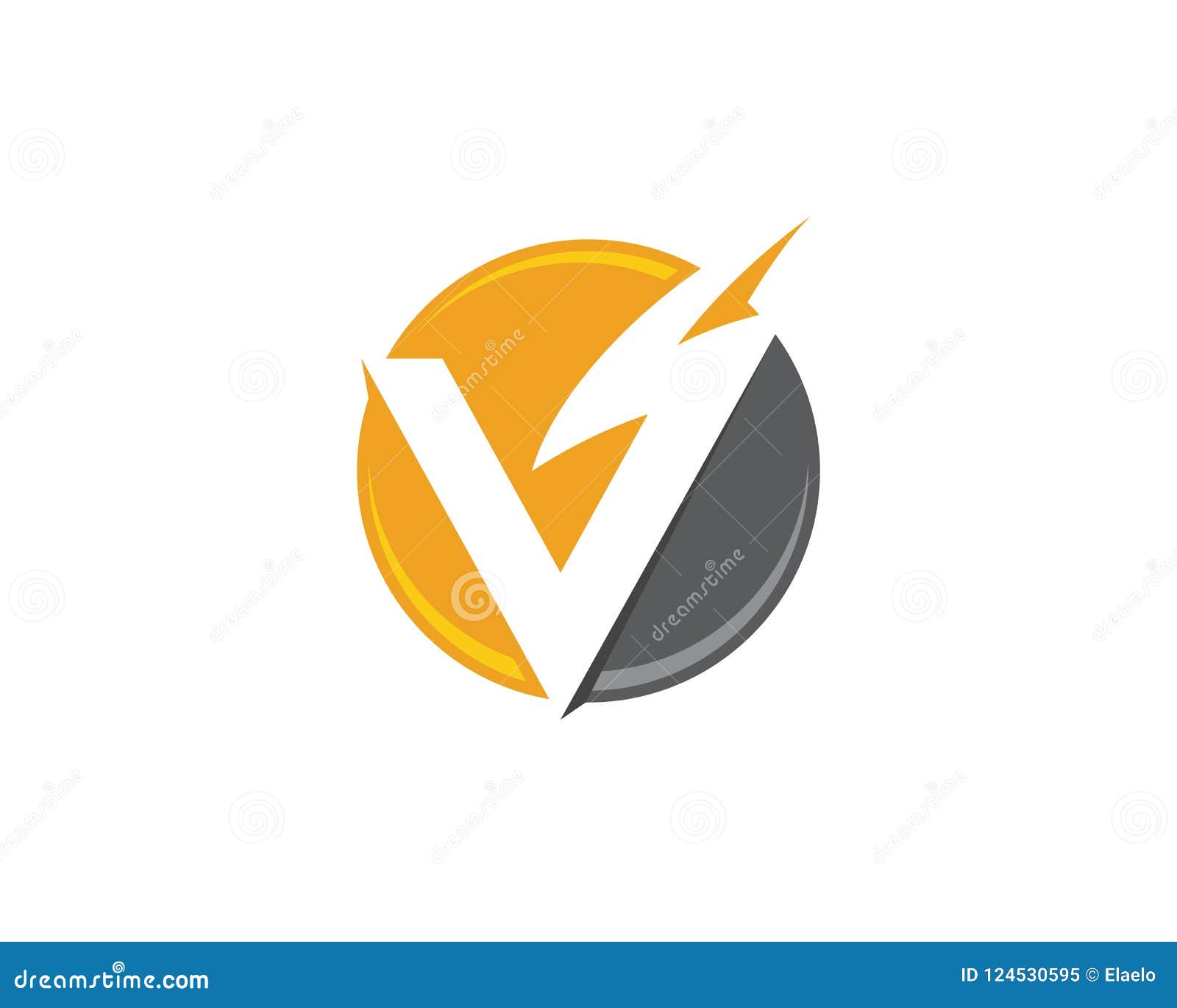 V Letter Lightning Logo Template Stock Vector - Illustration of glossy ...