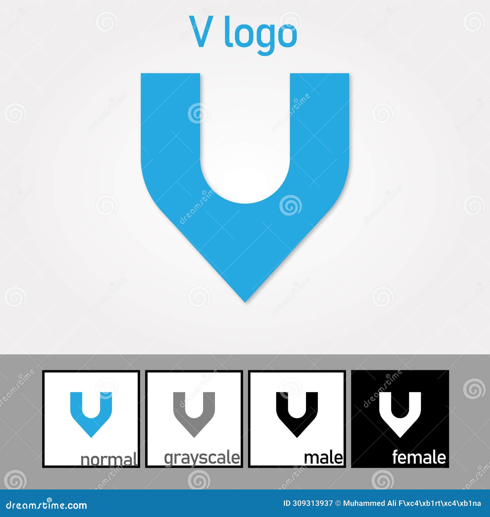 V Letter Logo. Blue Color stock vector. Illustration of sign - 309313937