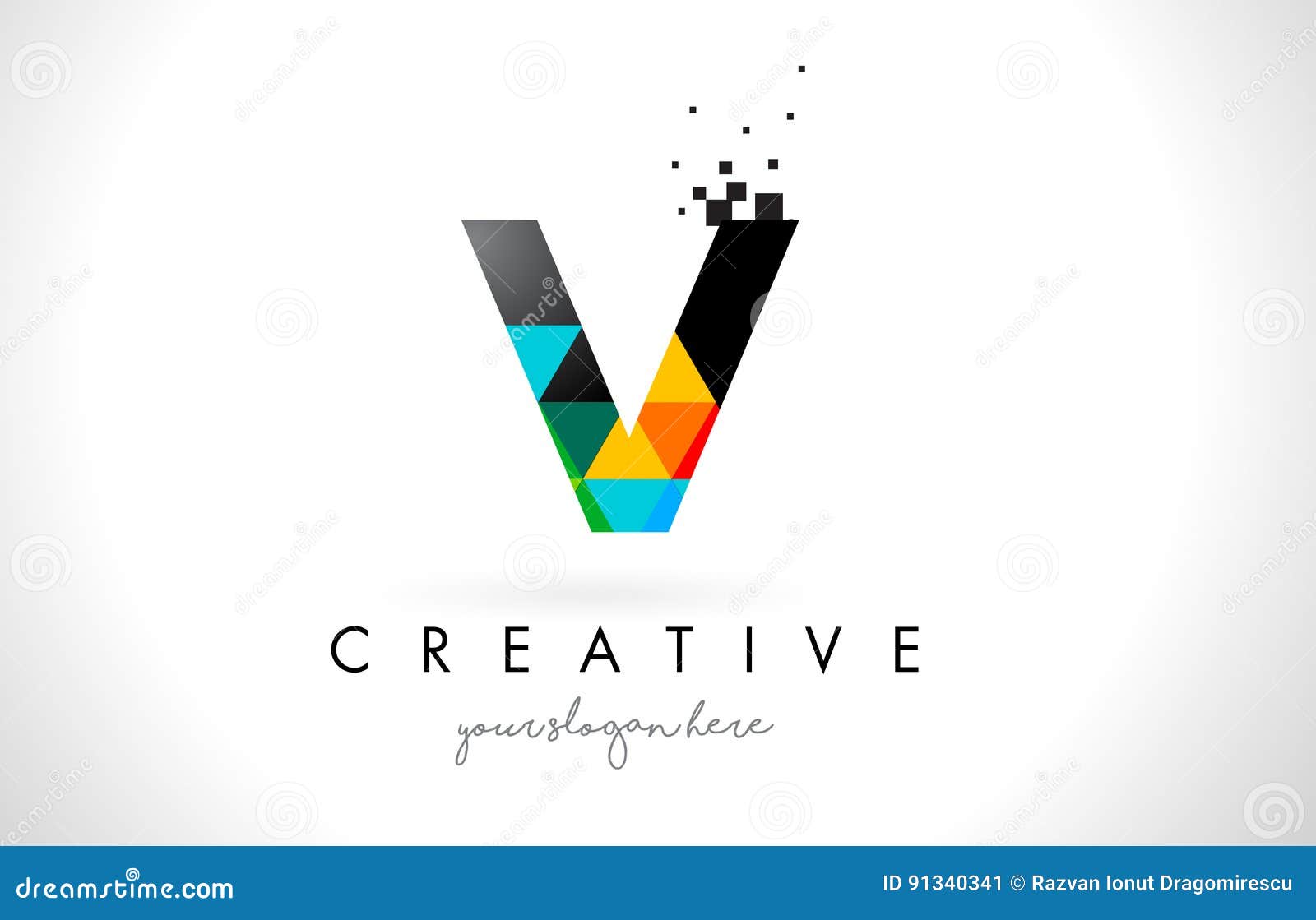V Letter Logo with Colorful Triangles Texture Design Vector. Stock ...