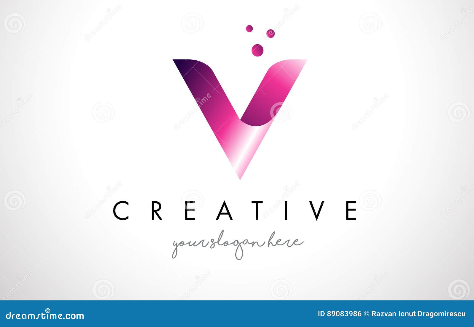 V Letter Logo Design with Purple Colors and Dots Stock Vector ...