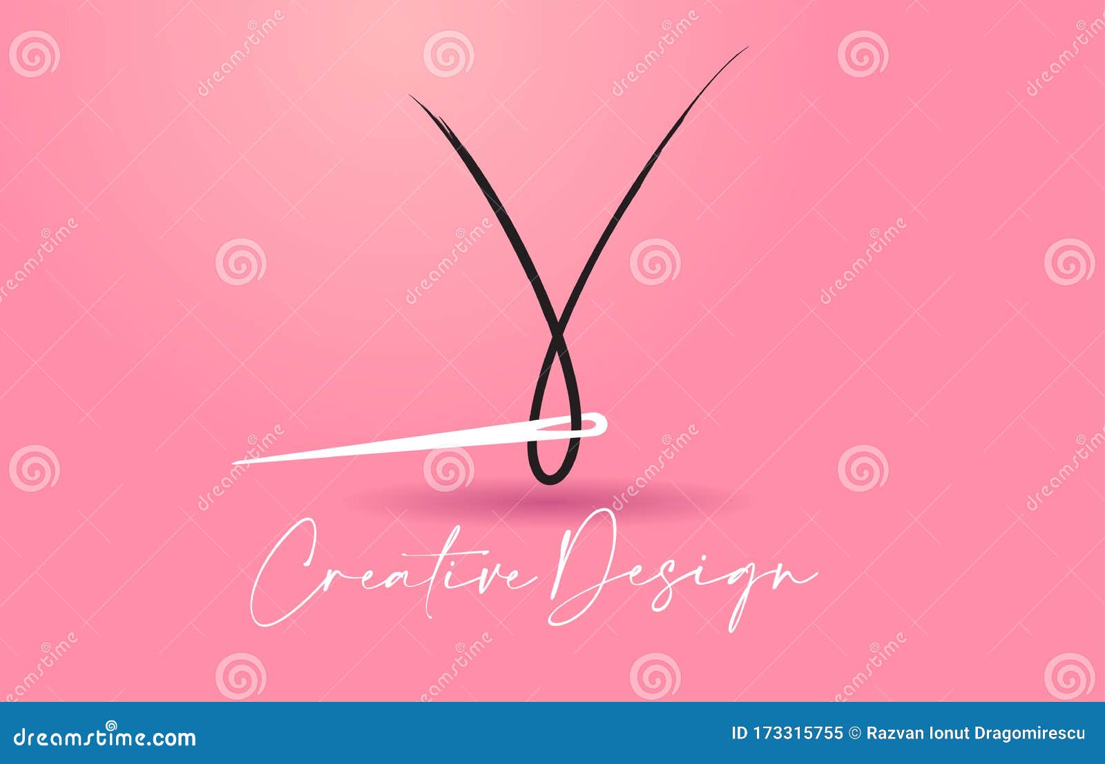 V Letter Logo with Needle and Thread Creative Design Concept Vector ...