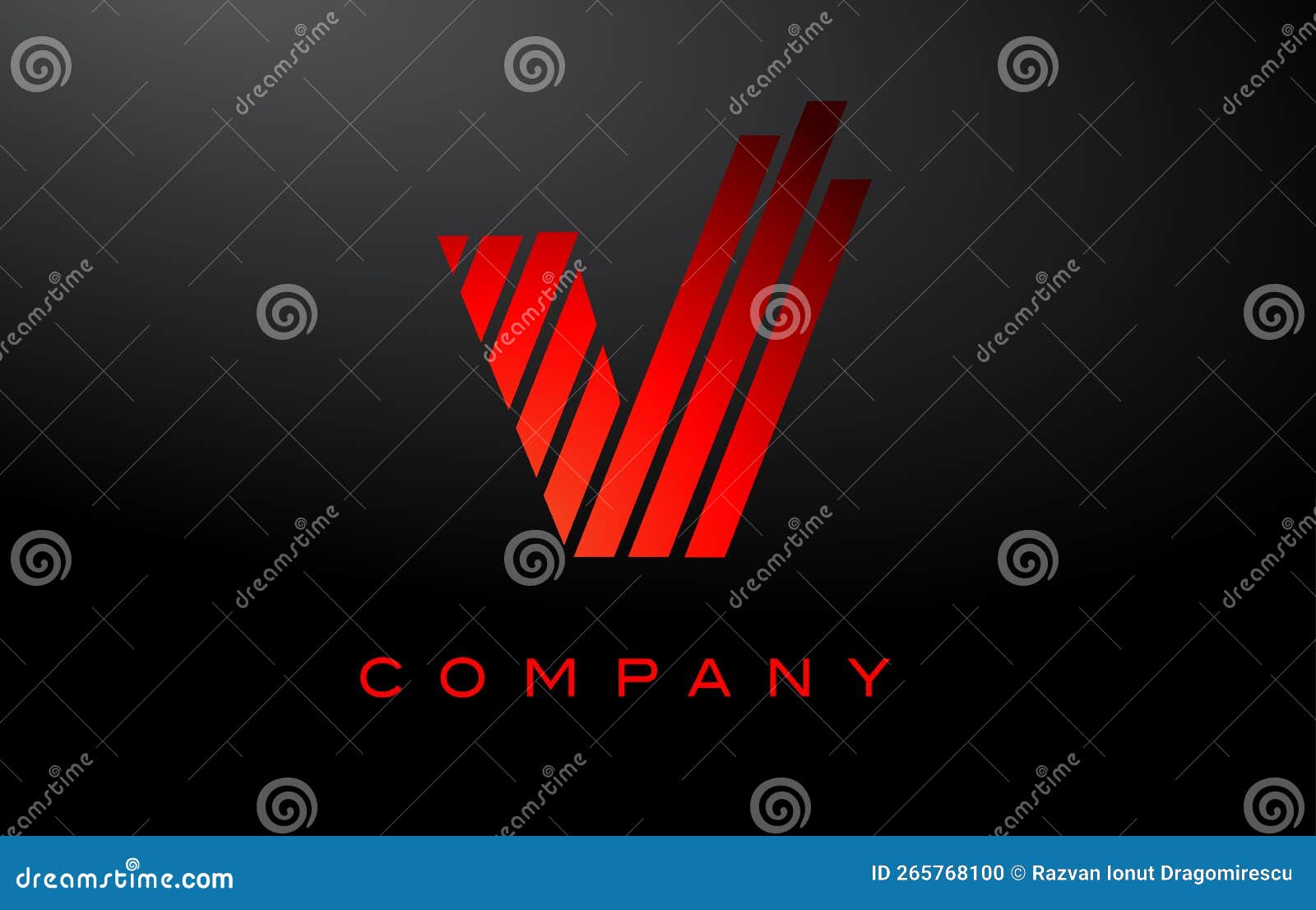 V Letter Logo with Red Lines Design Vector. Red Letter Icon ...