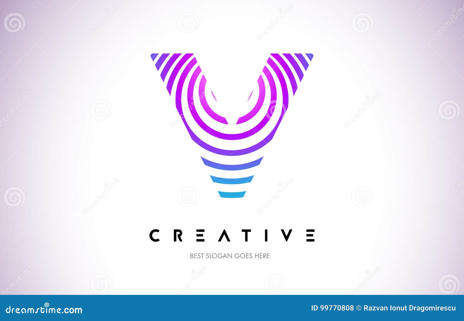 V Lines Warp Logo Design. Letter Icon Made with Purple Circular Stock ...