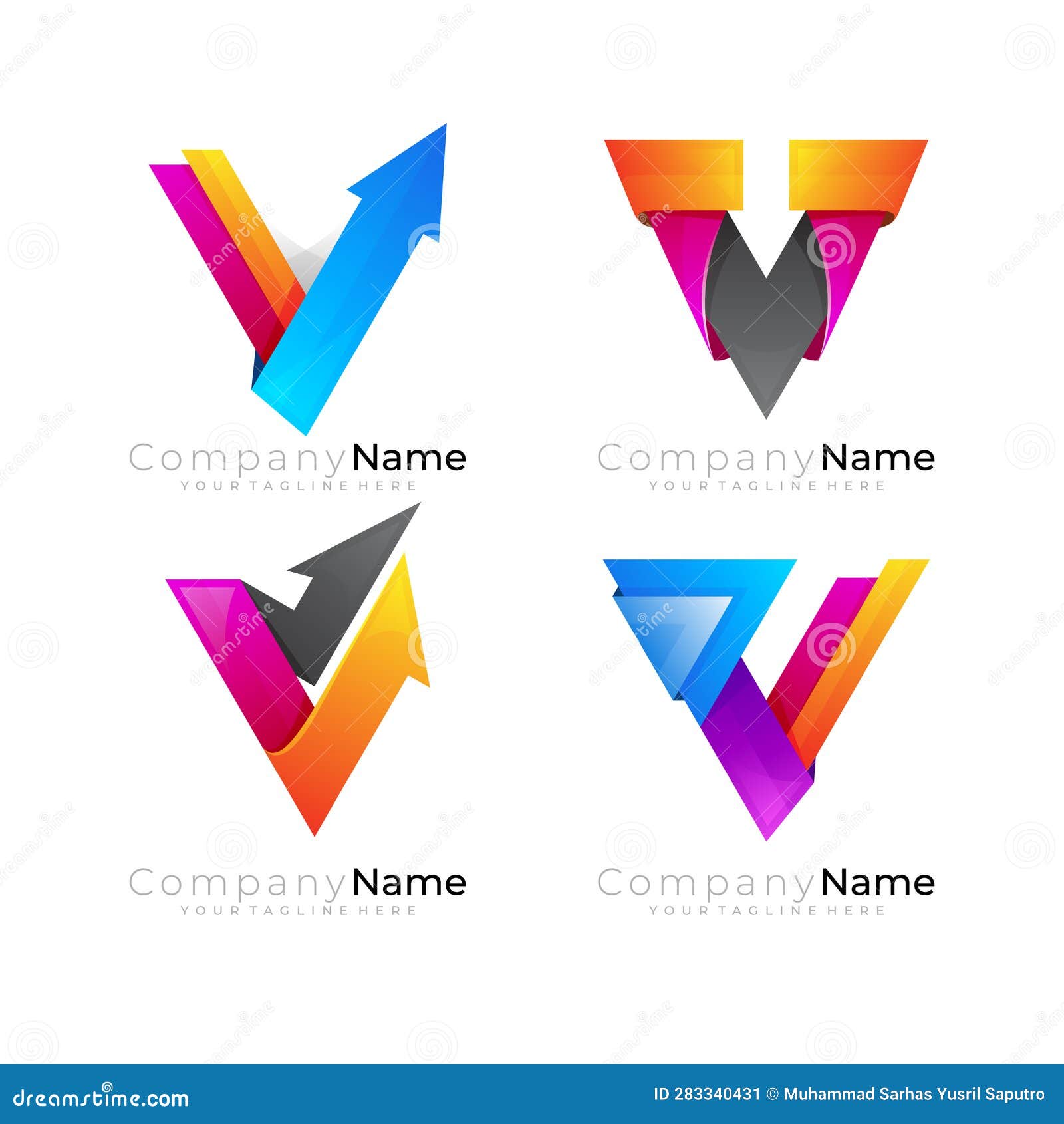 V Logo and Arrow Design Template, Letter V Logo Stock Vector ...
