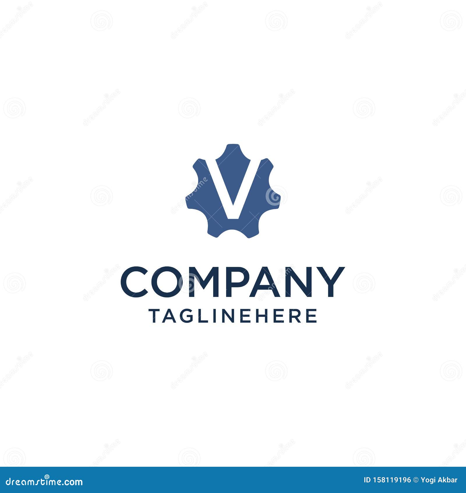 V Logo Initial Letter Design Template Vector Inside Gear Shape Design ...