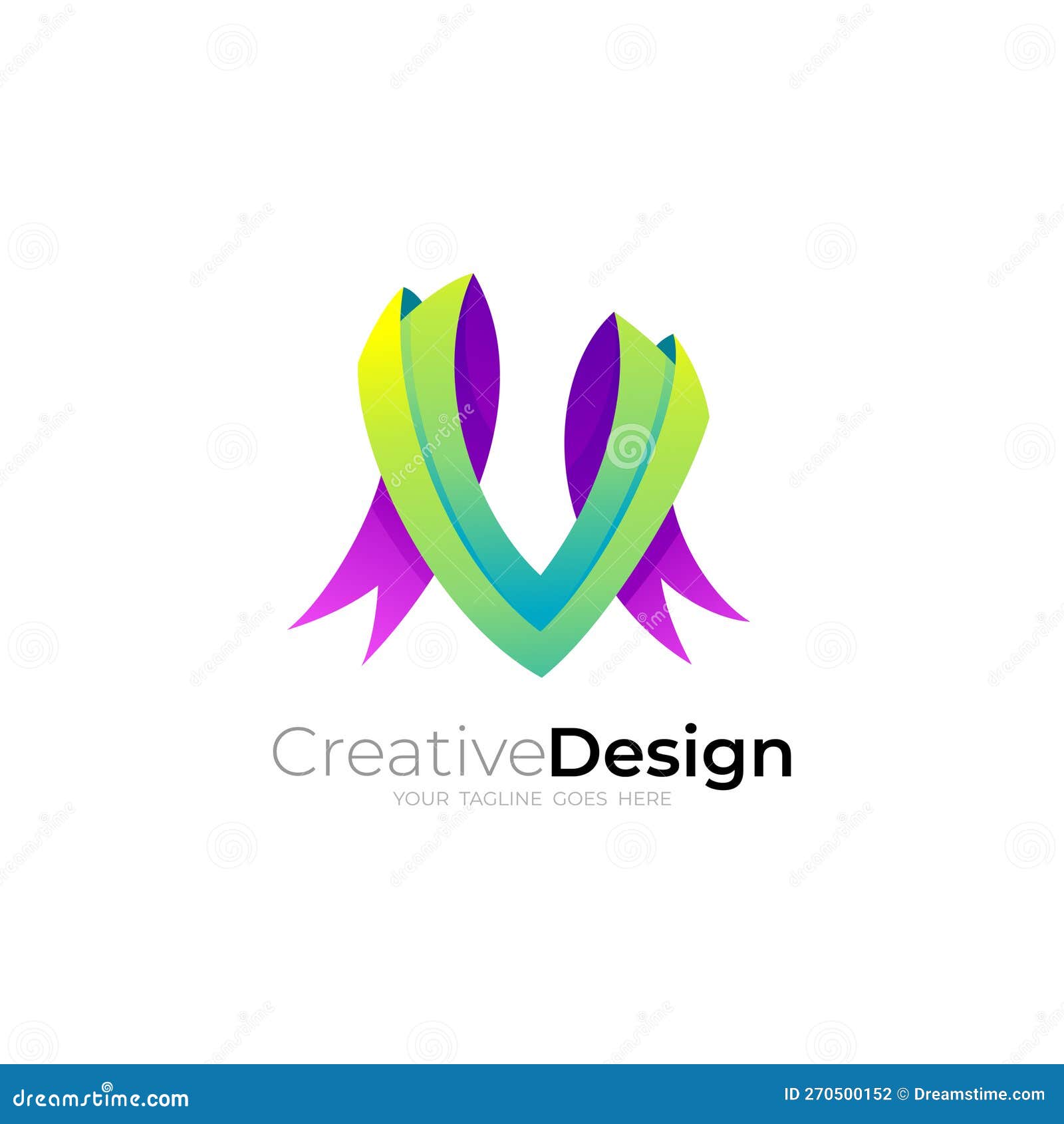 V Logo and Ribbon Design Combination, Simple Logo Template Stock Vector ...