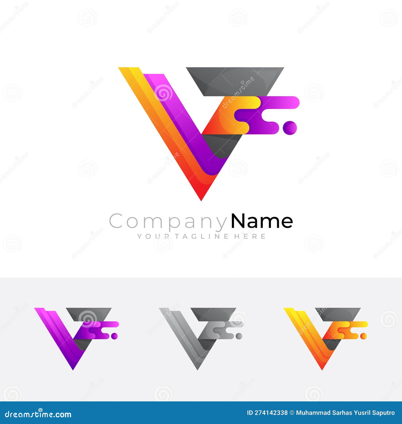 V Logo. Letter V Logo with Colorful Stock Vector - Illustration of ...