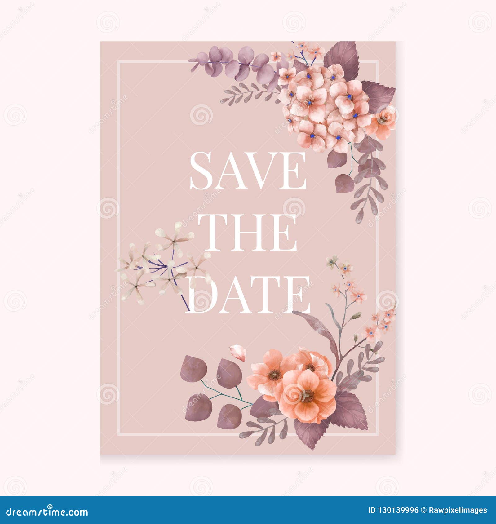 Pink Themed Floral Wedding Card Stock Vector - Illustration of card ...