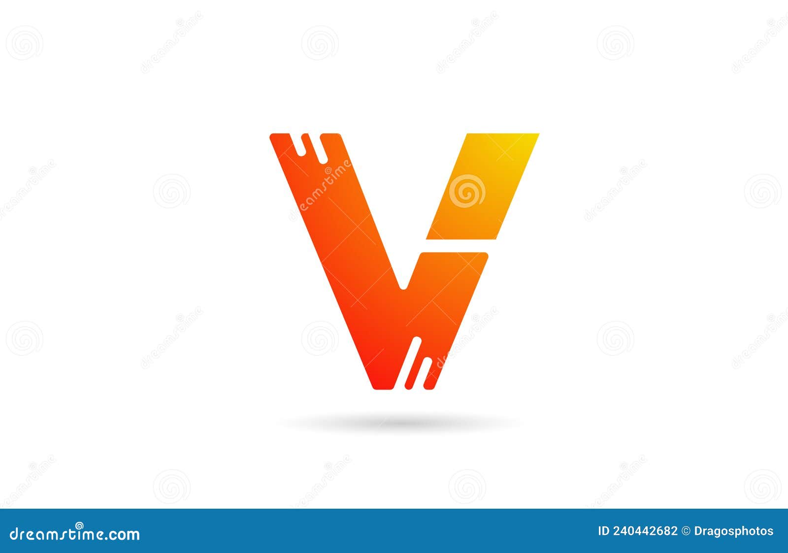 V Orange Gradient Alphabet Letter Logo Design Icon. Creative Template ...