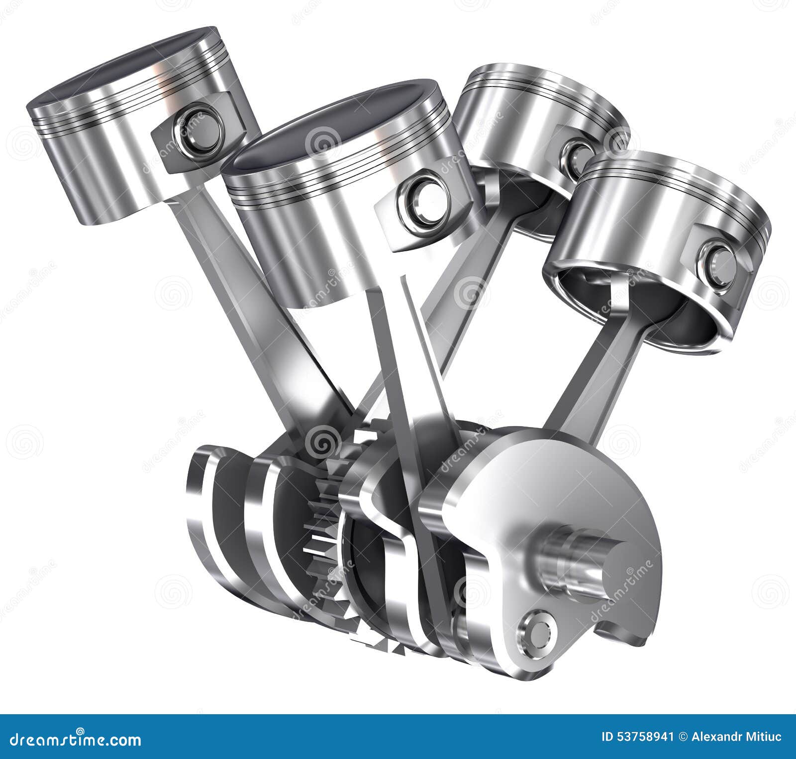 V4 Pistons and Cog Isolated Stock Illustration - Illustration of crank ...