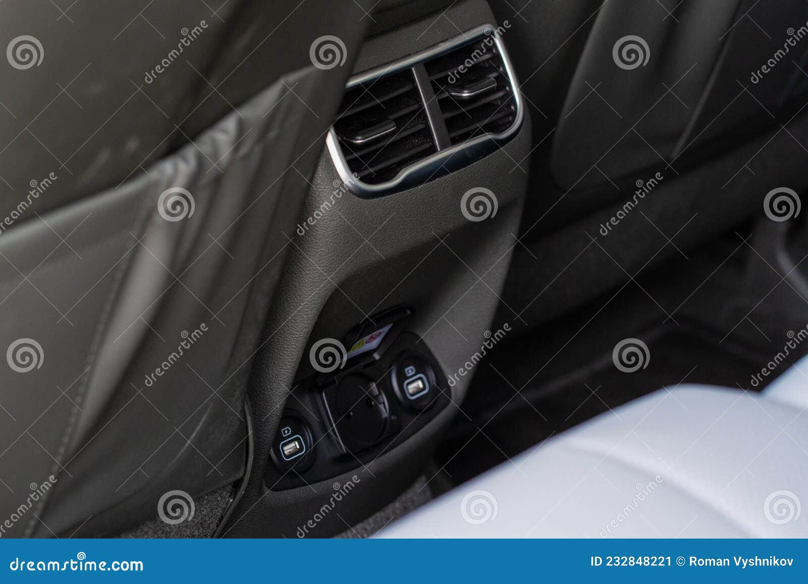 12V and 220v Power Outlet Socket in the Car. Stock Image - Image of ...