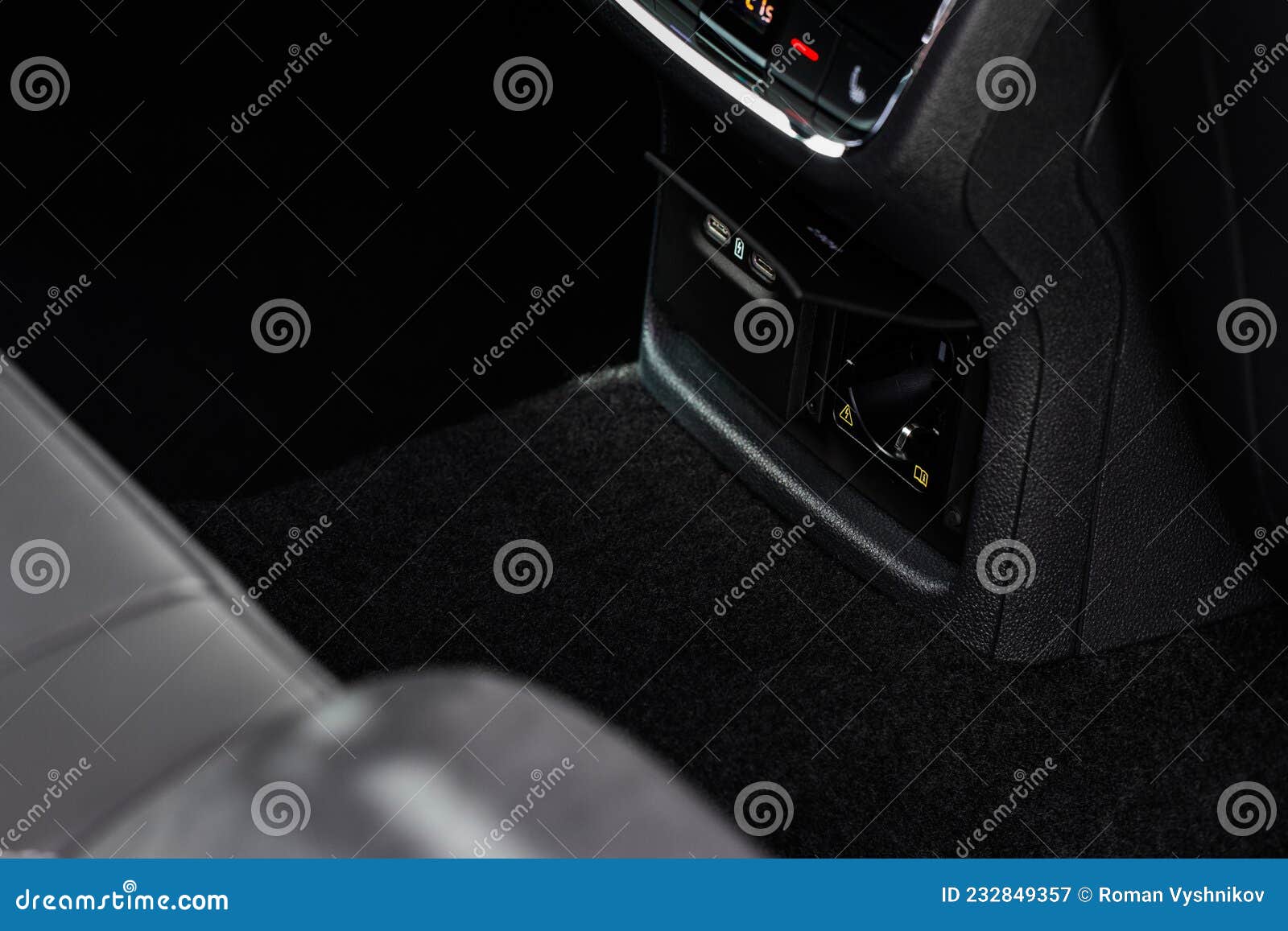 12V and 220v Power Outlet Socket in the Car. Stock Image - Image of ...