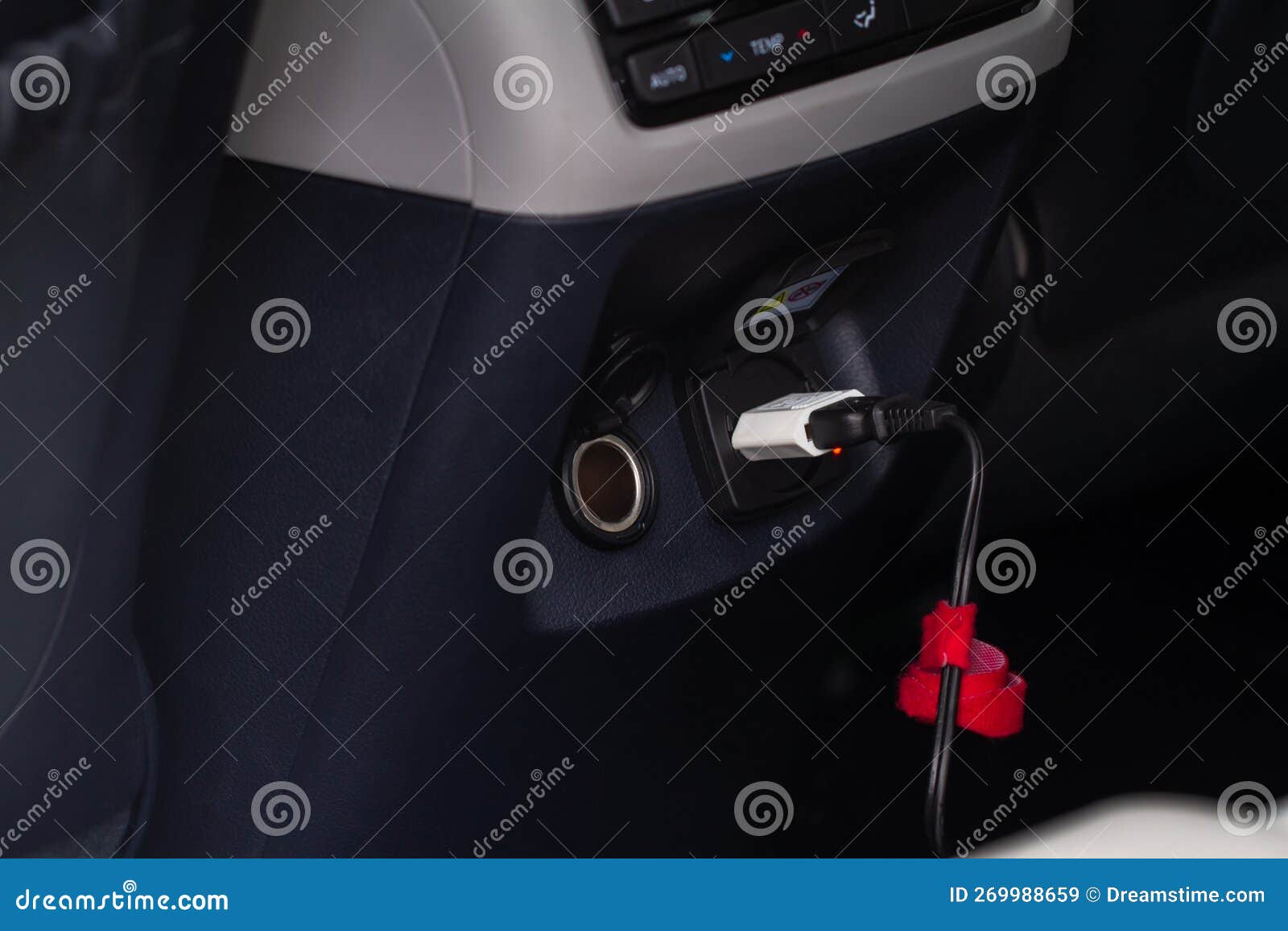 220v Power Outlet Socket in the Car. Stock Image - Image of electrical ...