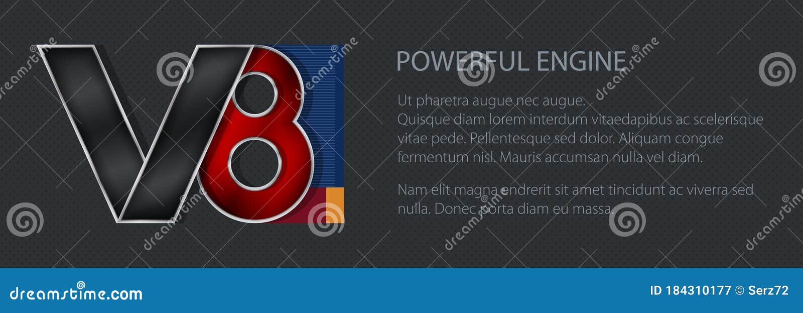 V8 powerfull engine banner stock vector. Illustration of engineering ...