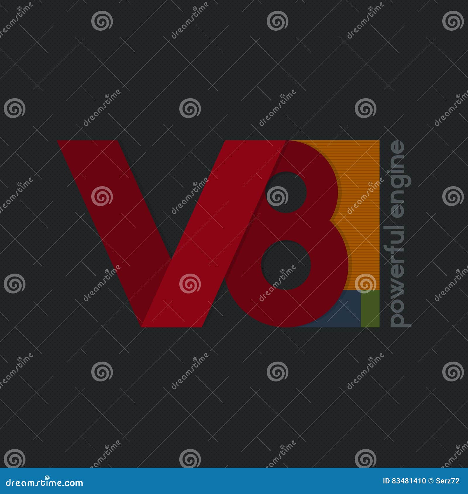 V8 Powerfull Engine stock vector. Illustration of freedom - 83481410