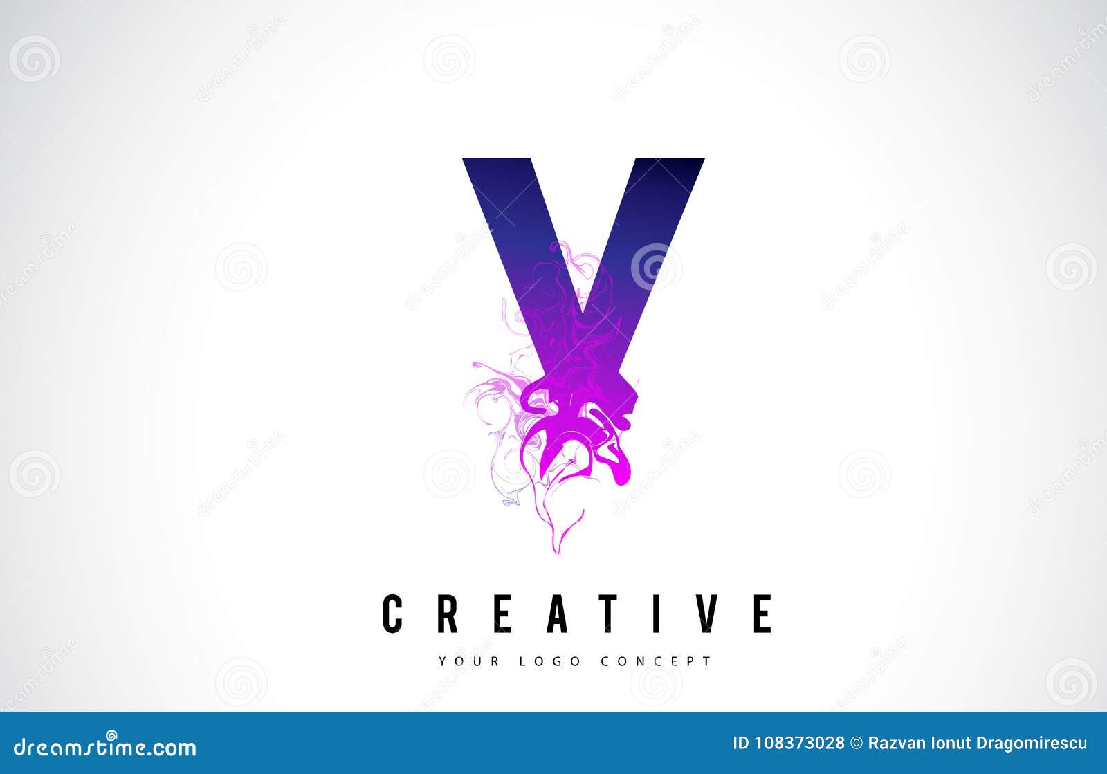 V Purple Letter Logo Design with Liquid Effect Flowing Stock Vector ...