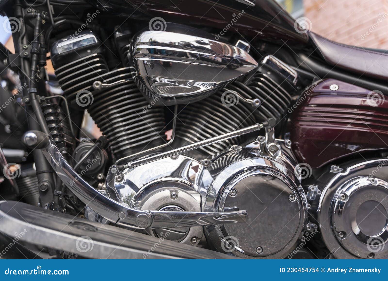 V-shaped Motorcycle Engine, 2 Cylinders Stock Photo - Image of shiny ...
