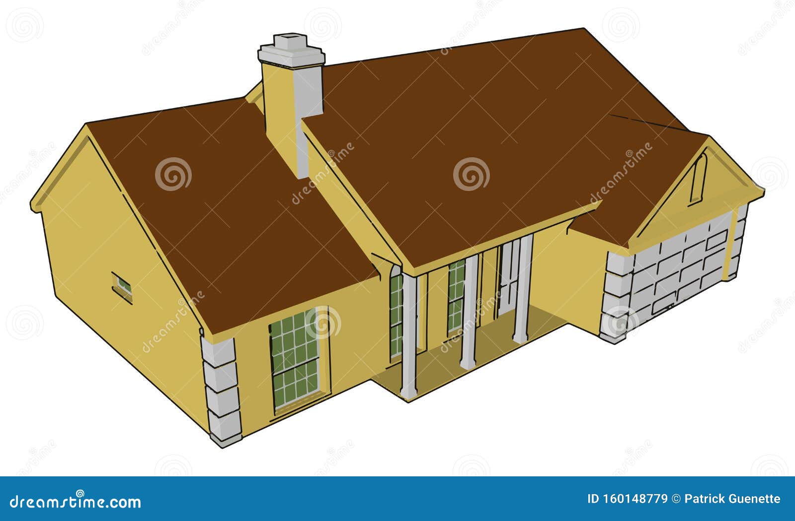 V Shaped Roof House Vector or Color Illustration Stock Vector ...