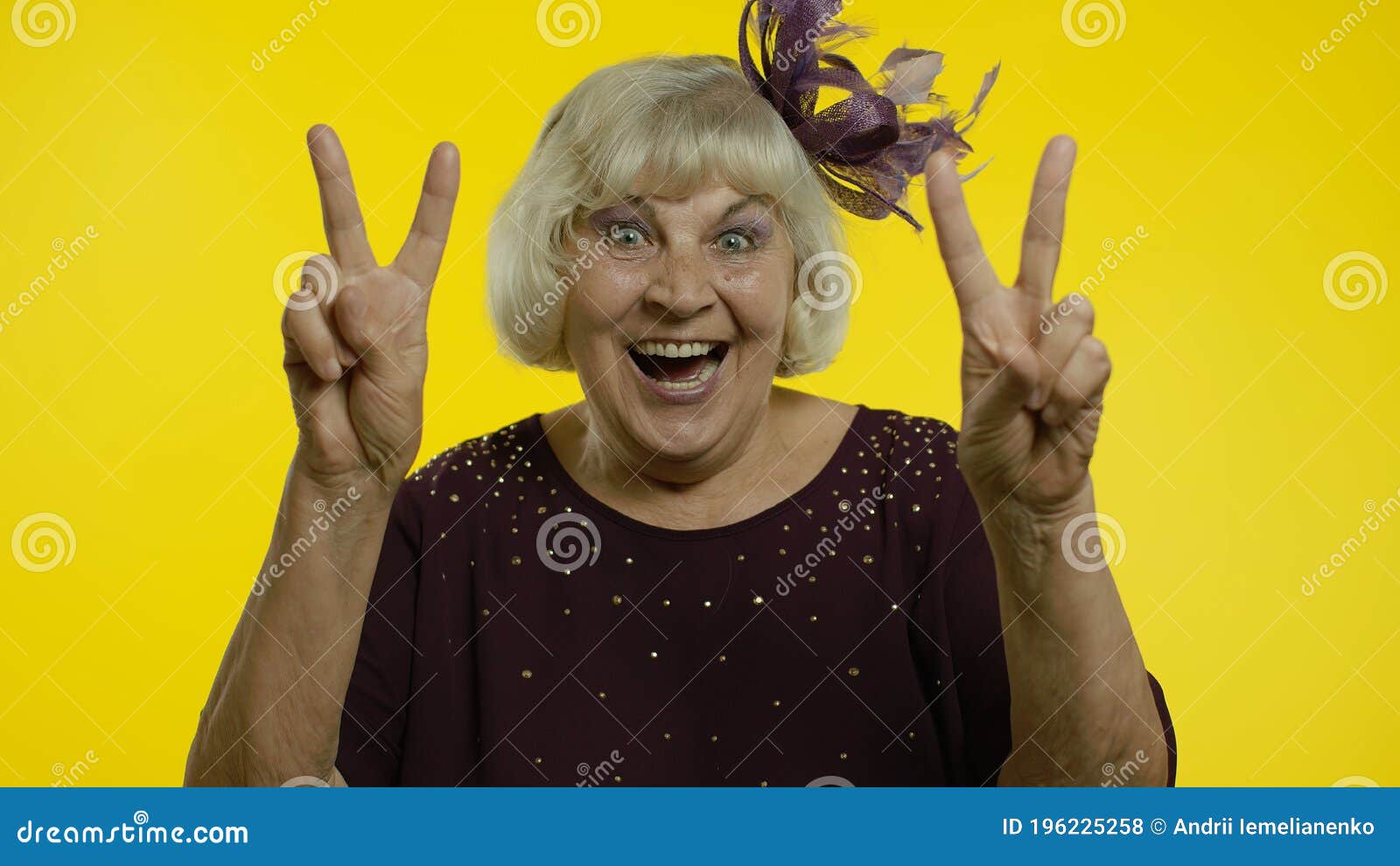 V Sign, Peace. Happy Senior Old Woman Showing Victory Sign with Double ... V Sign, Peace. Happy Senior Old Woman Showing Victory Sign with Double ...