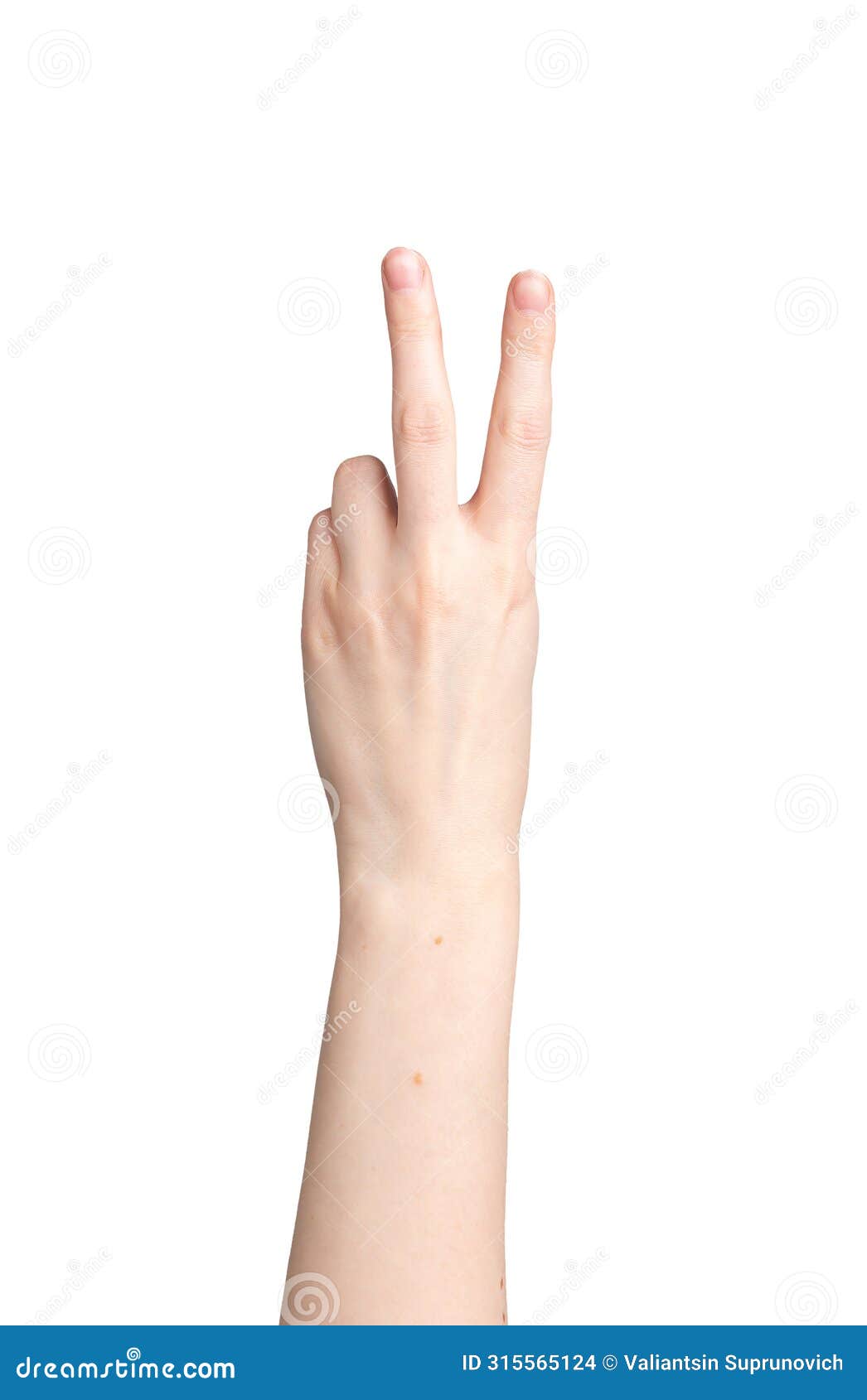 V Sign, Victory Symbol, Hand Gesture Isolated on White Background Stock ...