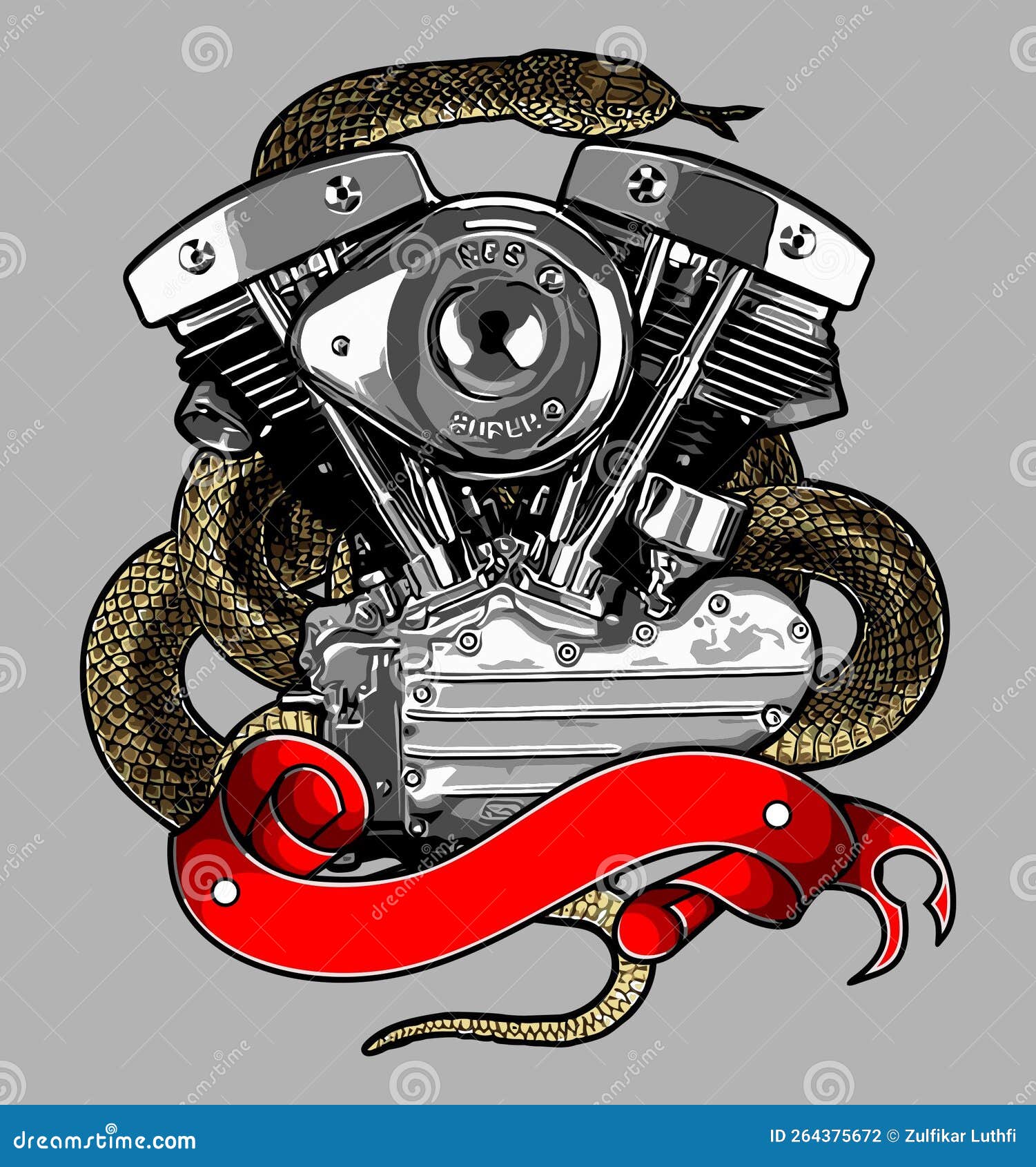 V Twin Engine for Graphic Design Needs Stock Illustration ...