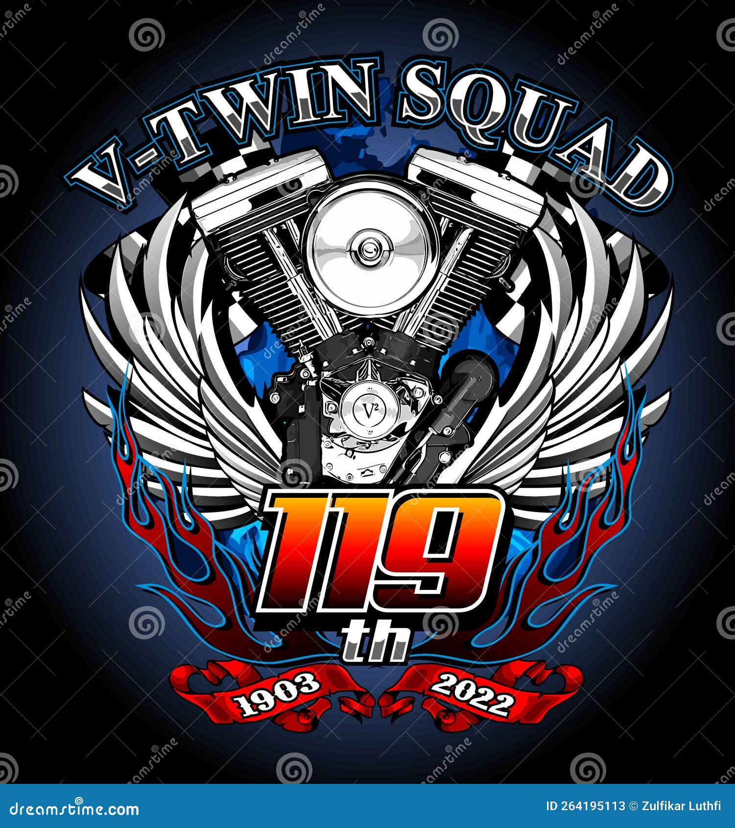 V Twin with Wings Vector Template Stock Vector - Illustration of symbol ...