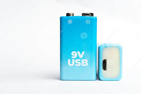 9v Usb Rechargeable Battery on White Background Stock Image - Image of ...