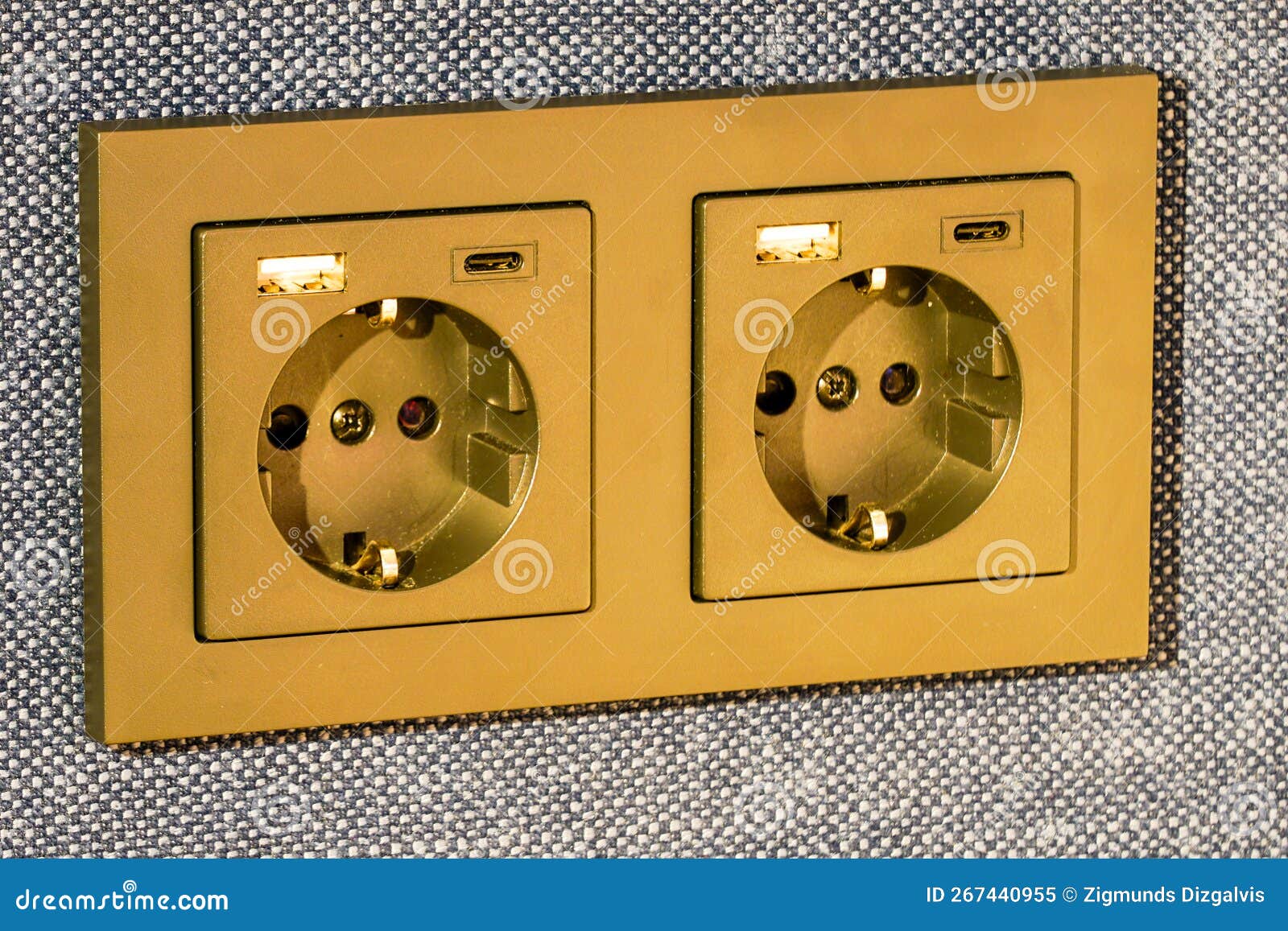 220V, USB and USB Type C Socket Block Built into Upholstered Furniture ...