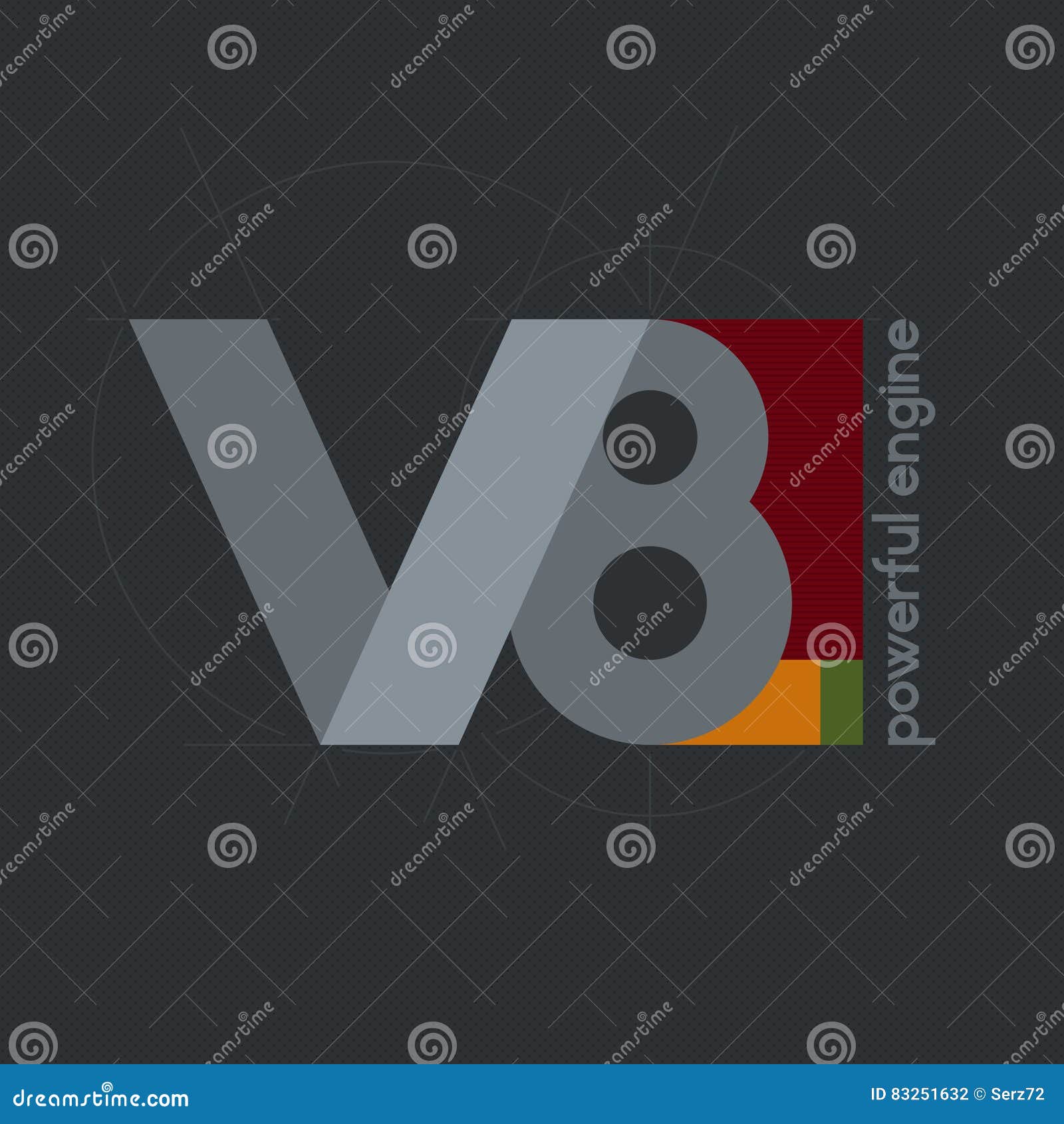 V8, V8 Powerfull Engine stock vector. Illustration of grey - 83251632