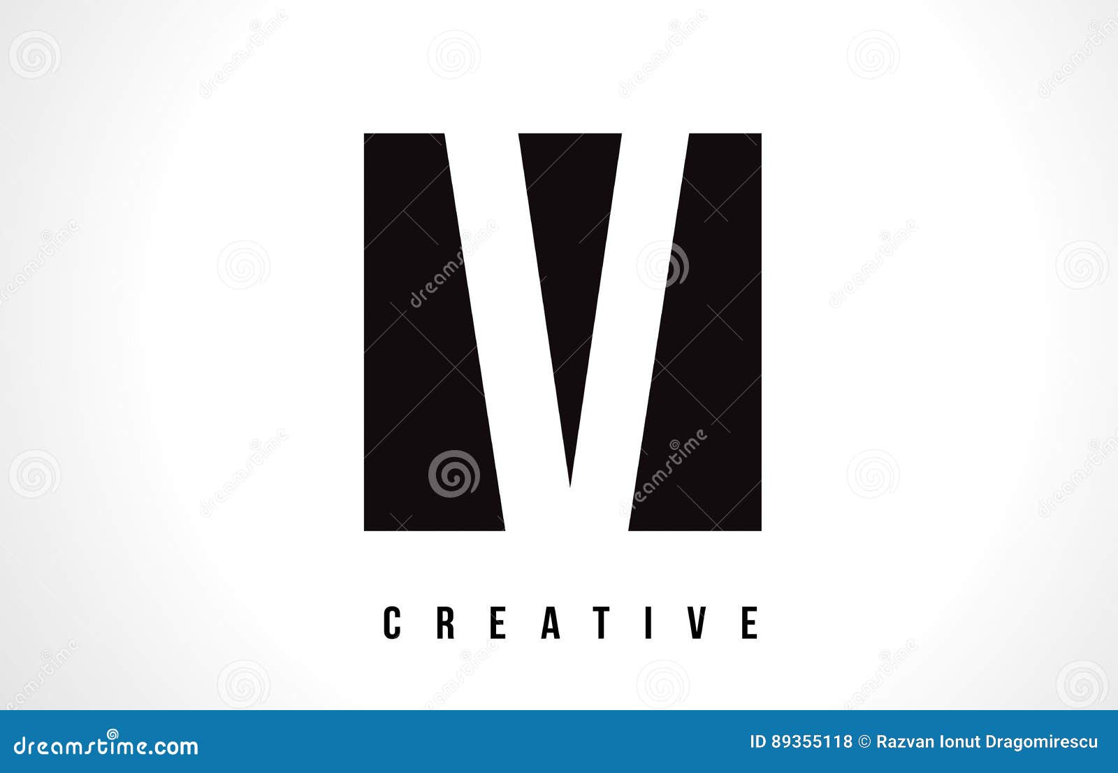 V White Letter Logo Design with Black Square. Stock Vector ...