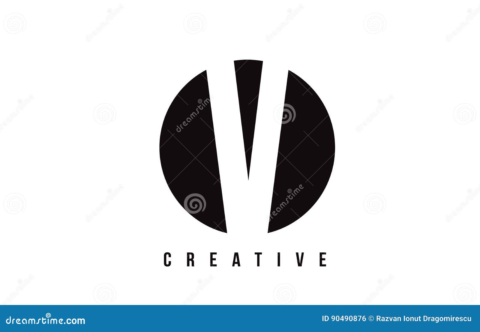 V White Letter Logo Design with Circle Background. Stock Vector ...