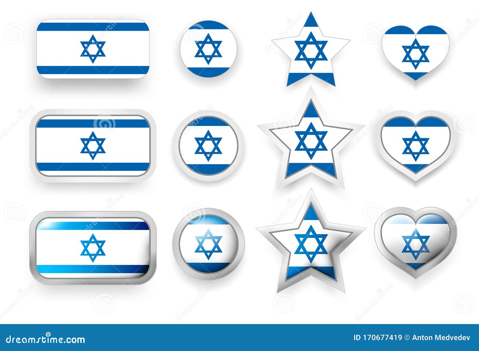 Set of Vector Labels of Israel - Flag Buttons Stock Illustration ...