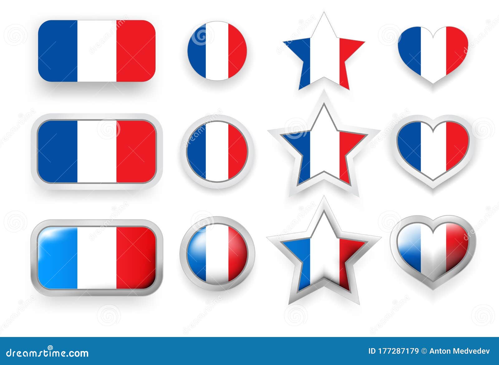 Set of Vector Labels of France Flag Buttons Stock Illustration ...