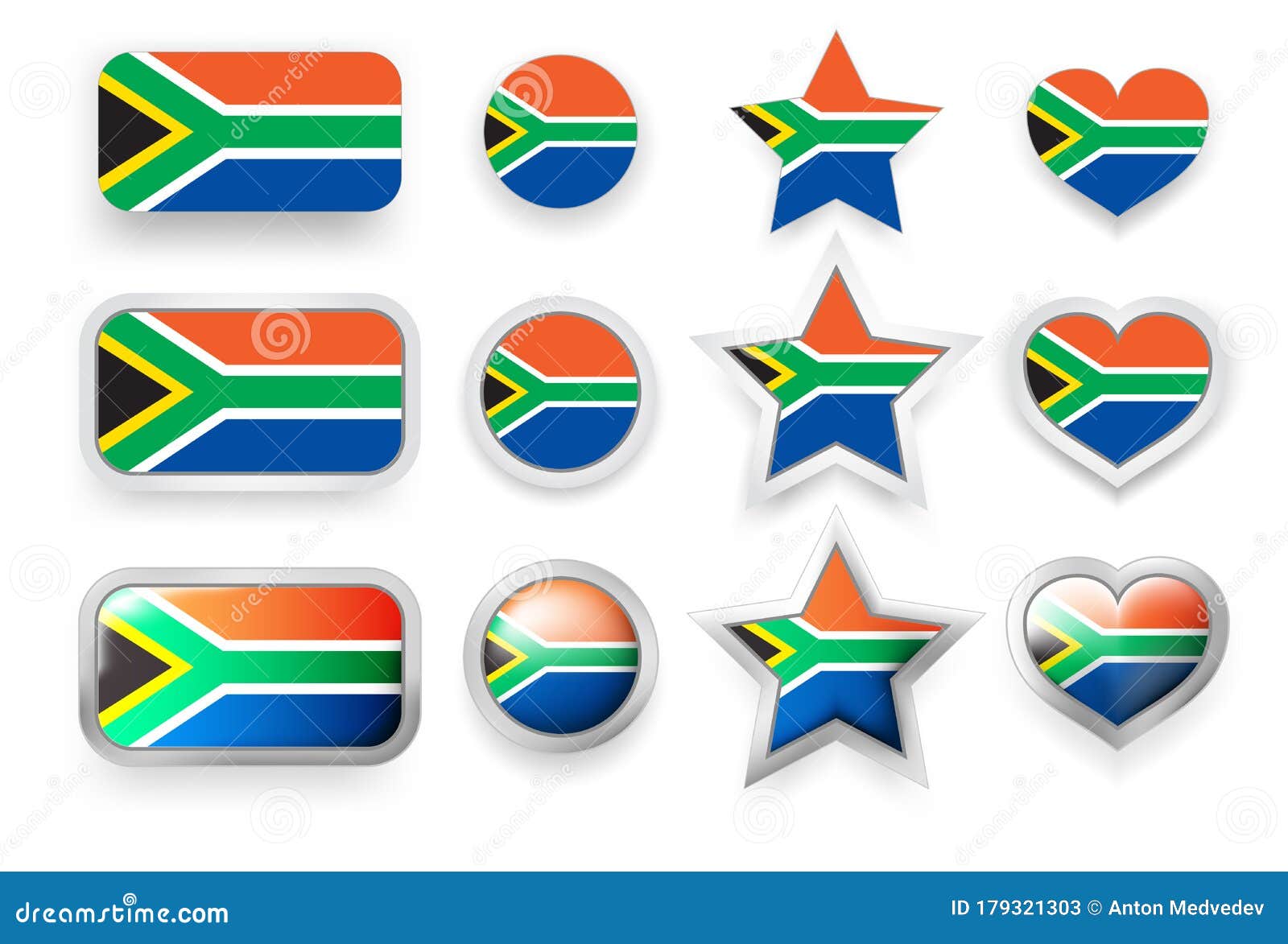 Set of Vector Labels of South Africa Flag Buttons Stock Illustration ...