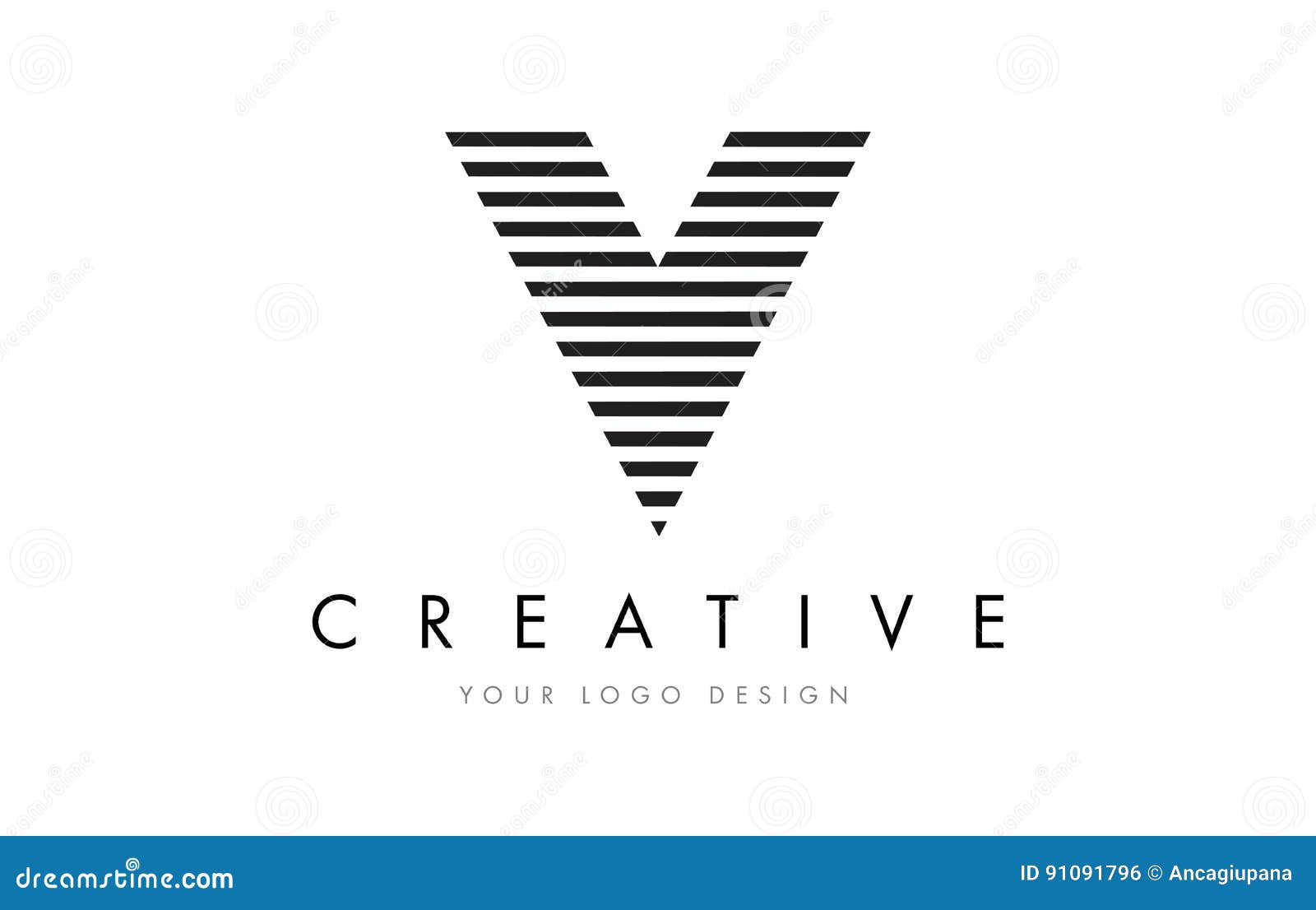 V Zebra Letter Logo Design with Black and White Stripes Stock Vector ...