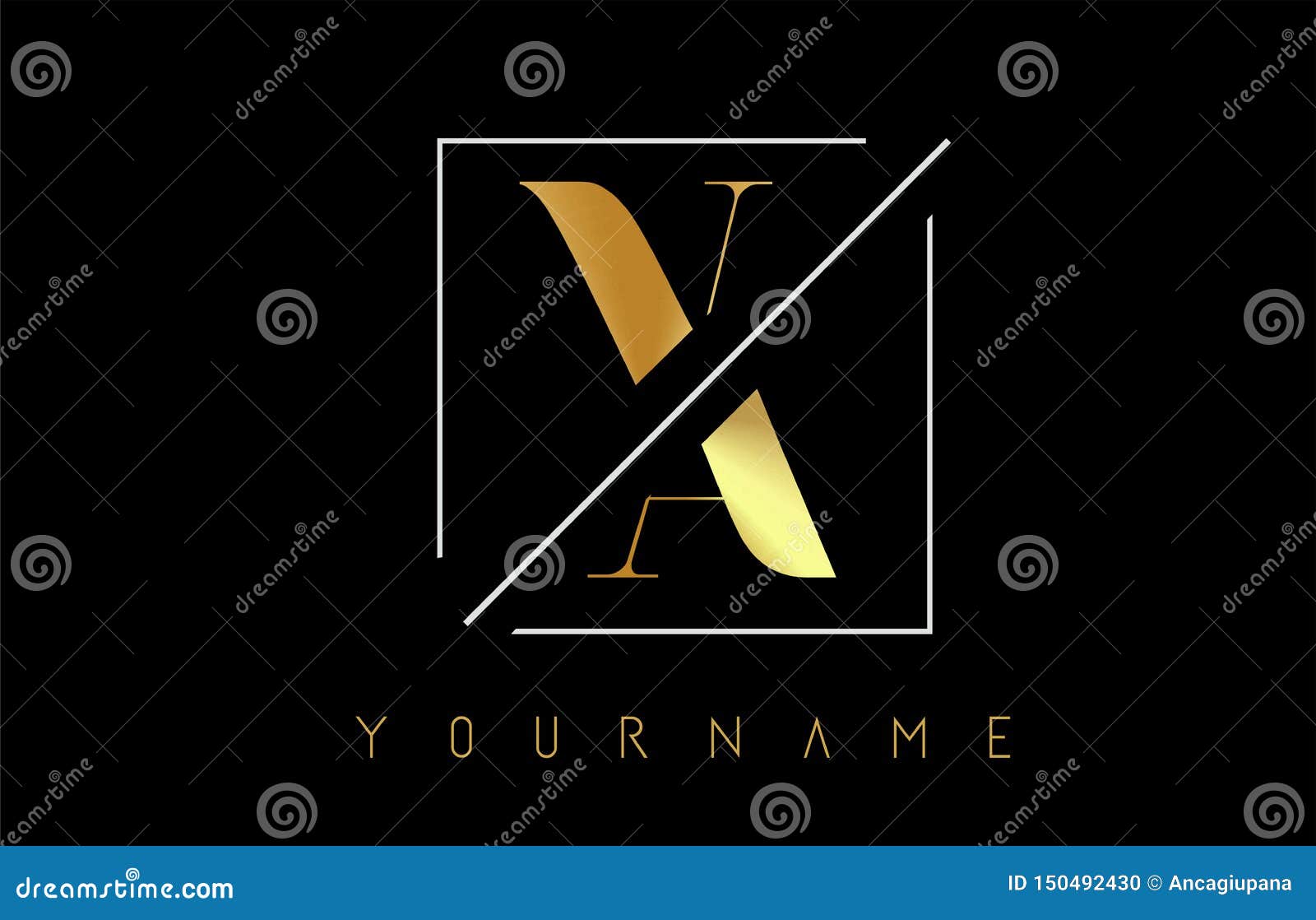 VA Golden Letter Logo with Cutted and Intersected Design Stock Vector ...