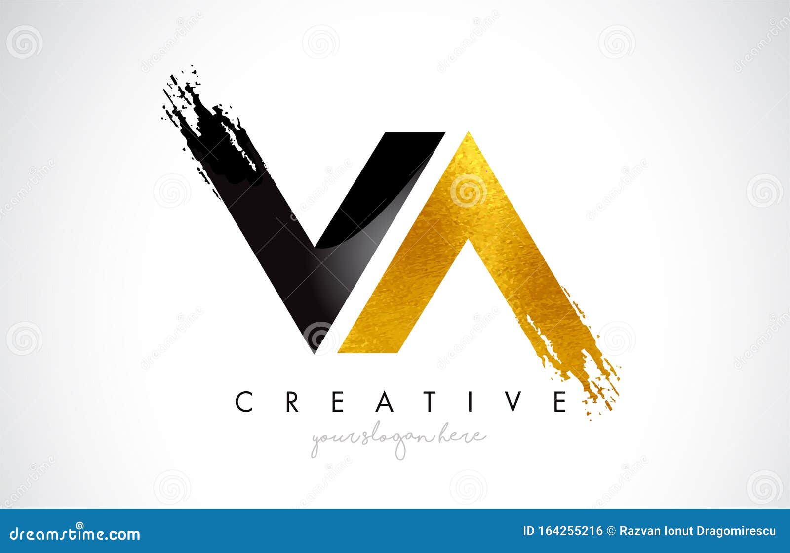VA Letter Design with Brush Stroke and Modern 3D Look Stock Vector ...