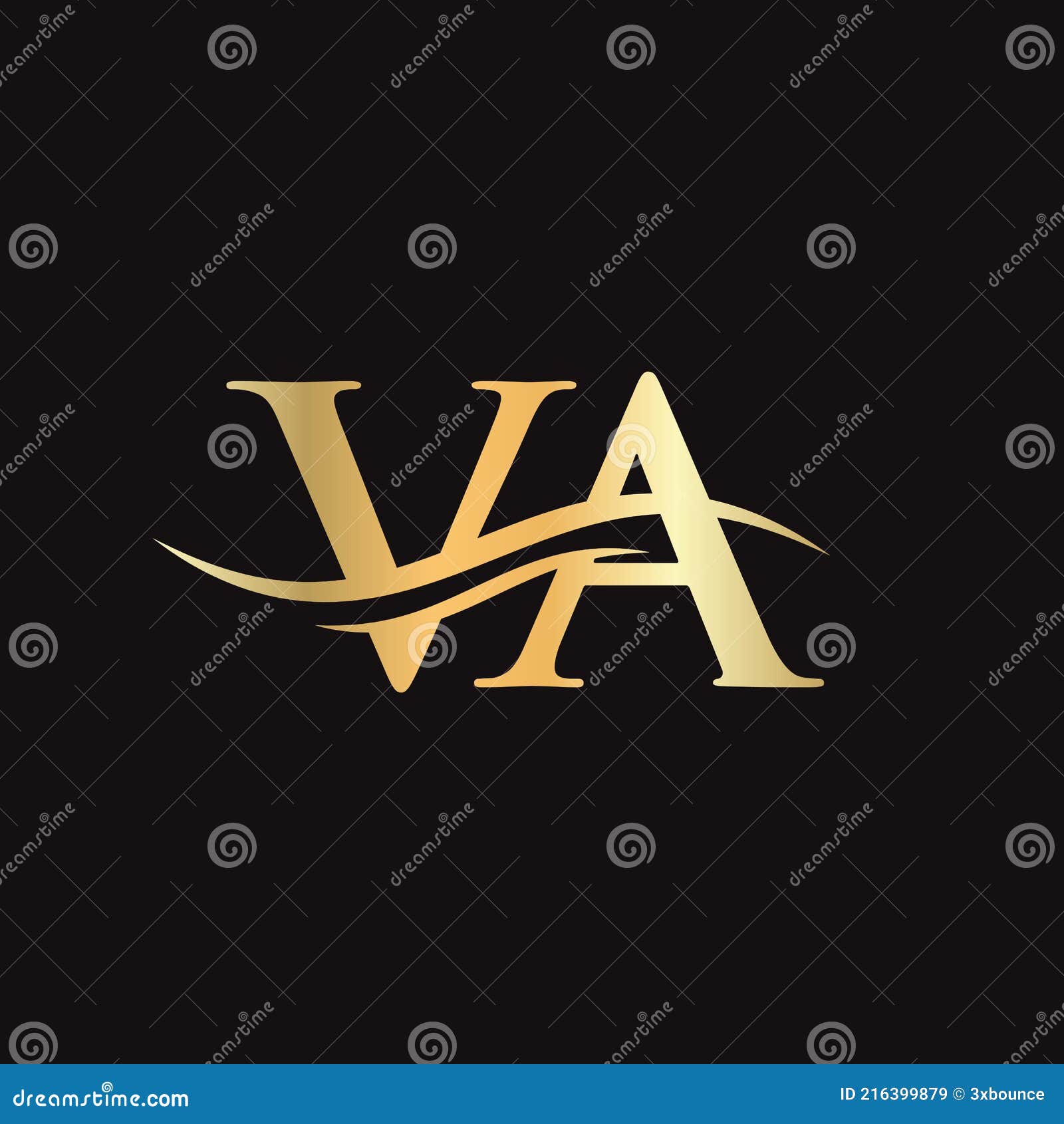 VA Logo Design. Premium Letter VA Logo Design with Water Wave Concept ...