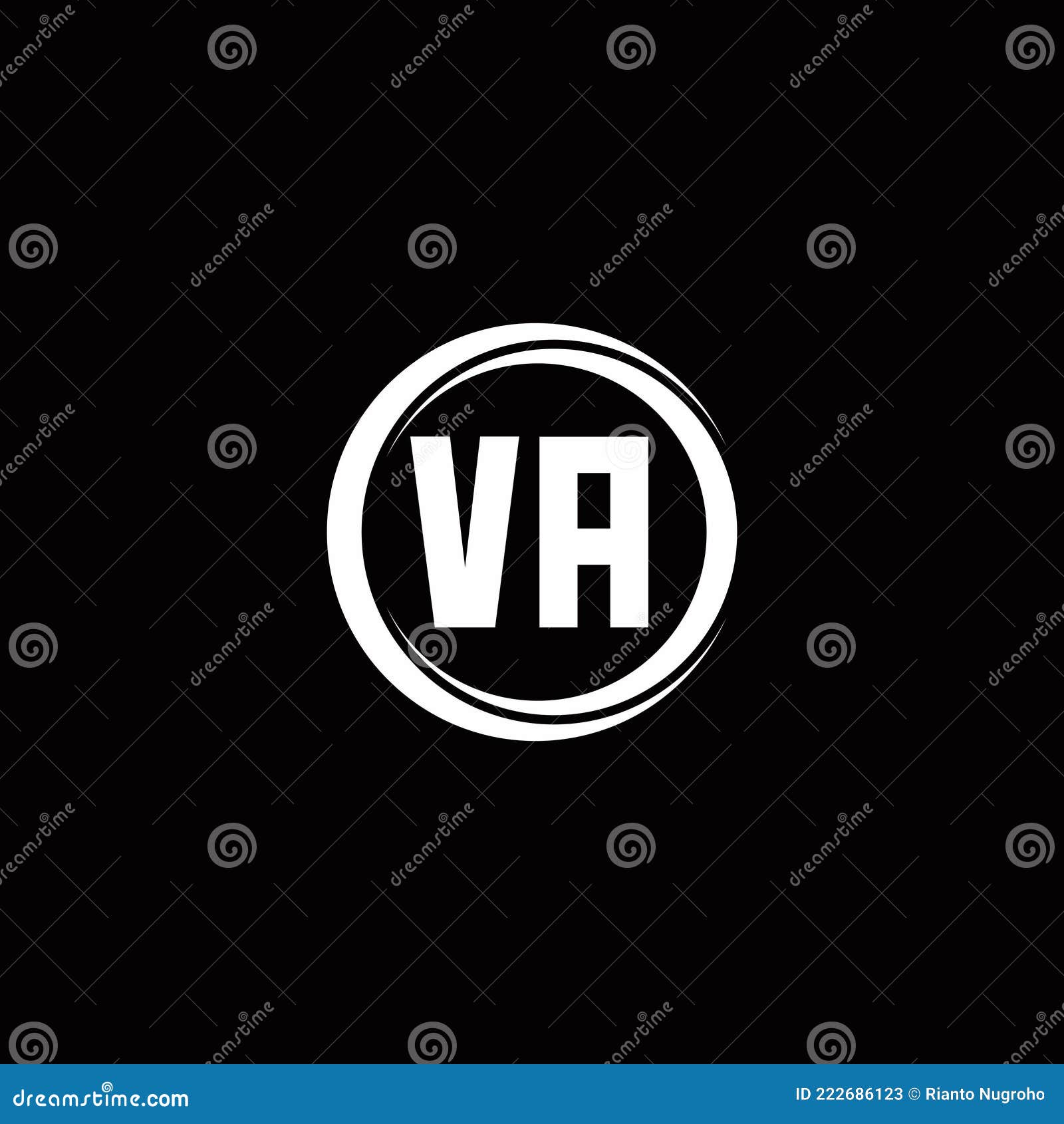VA Logo Initial Letter Monogram with Circle Slice Rounded Design ...