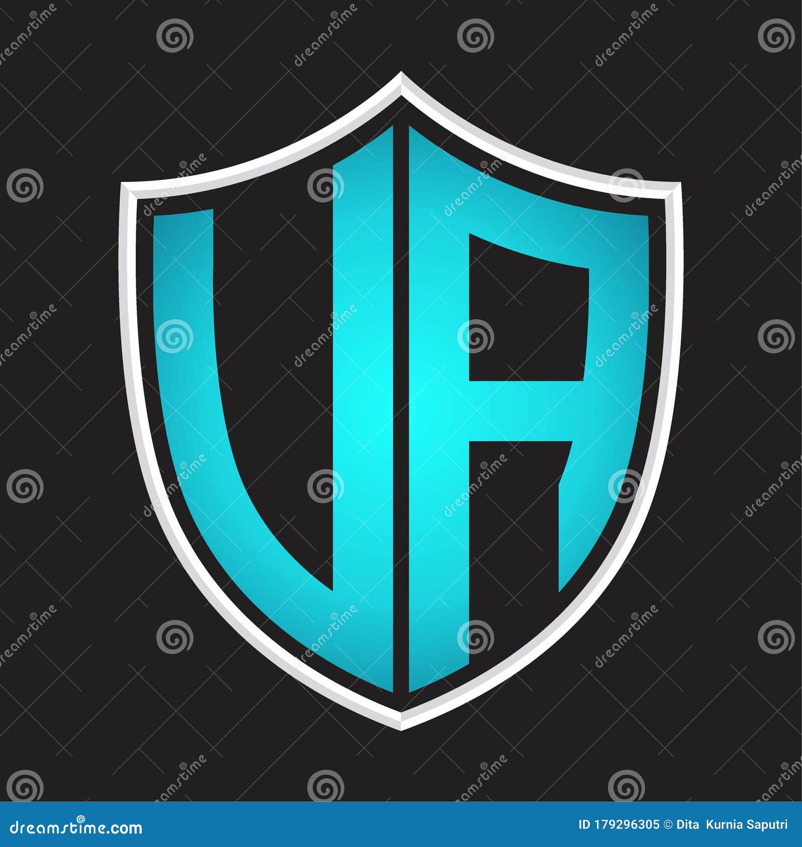 VA Logo Monogram with Shield Shape Isolated Blue Colors on Outline ...